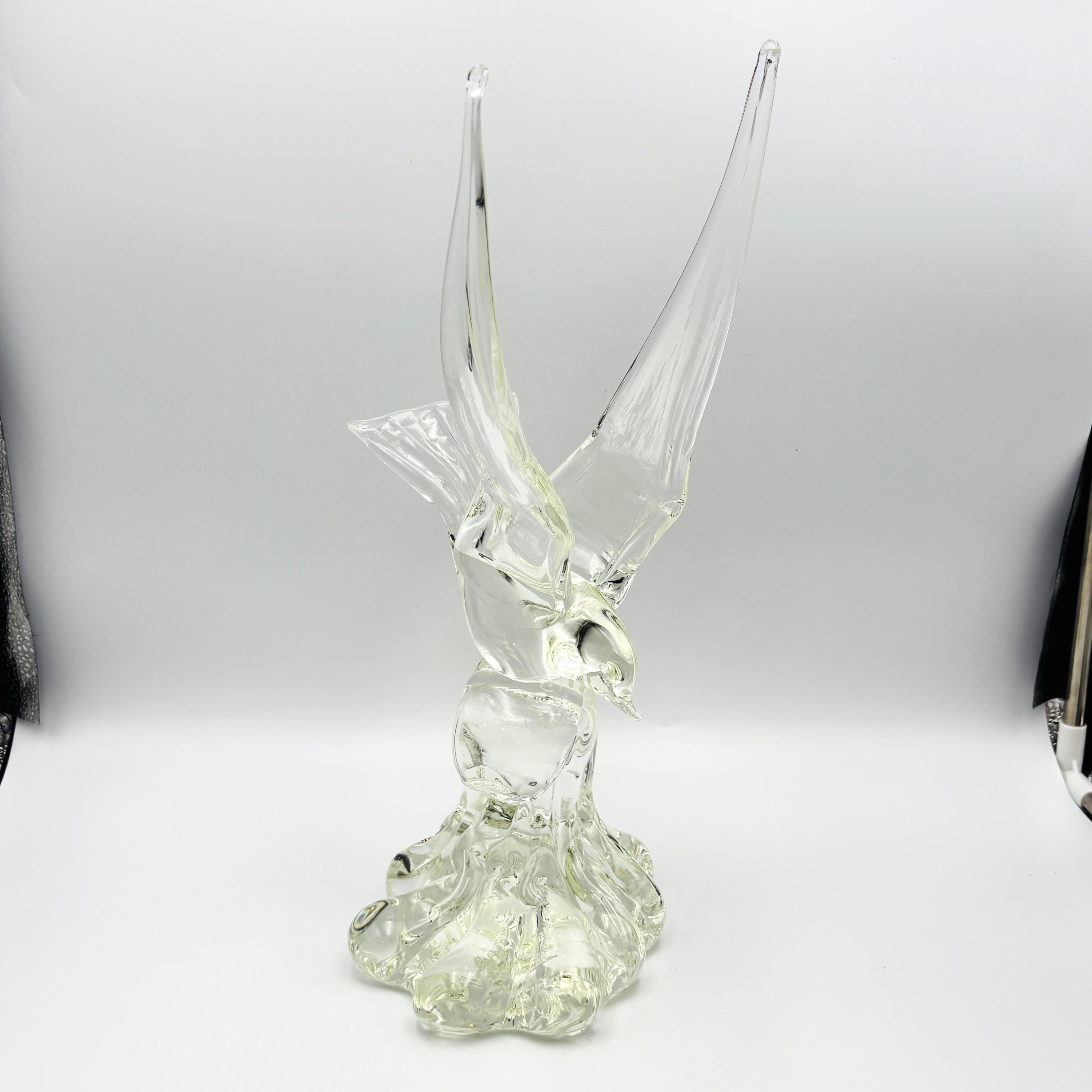 Murano Clear Art Glass Bird Seagull on a Wave Boscolo Roberto for ...