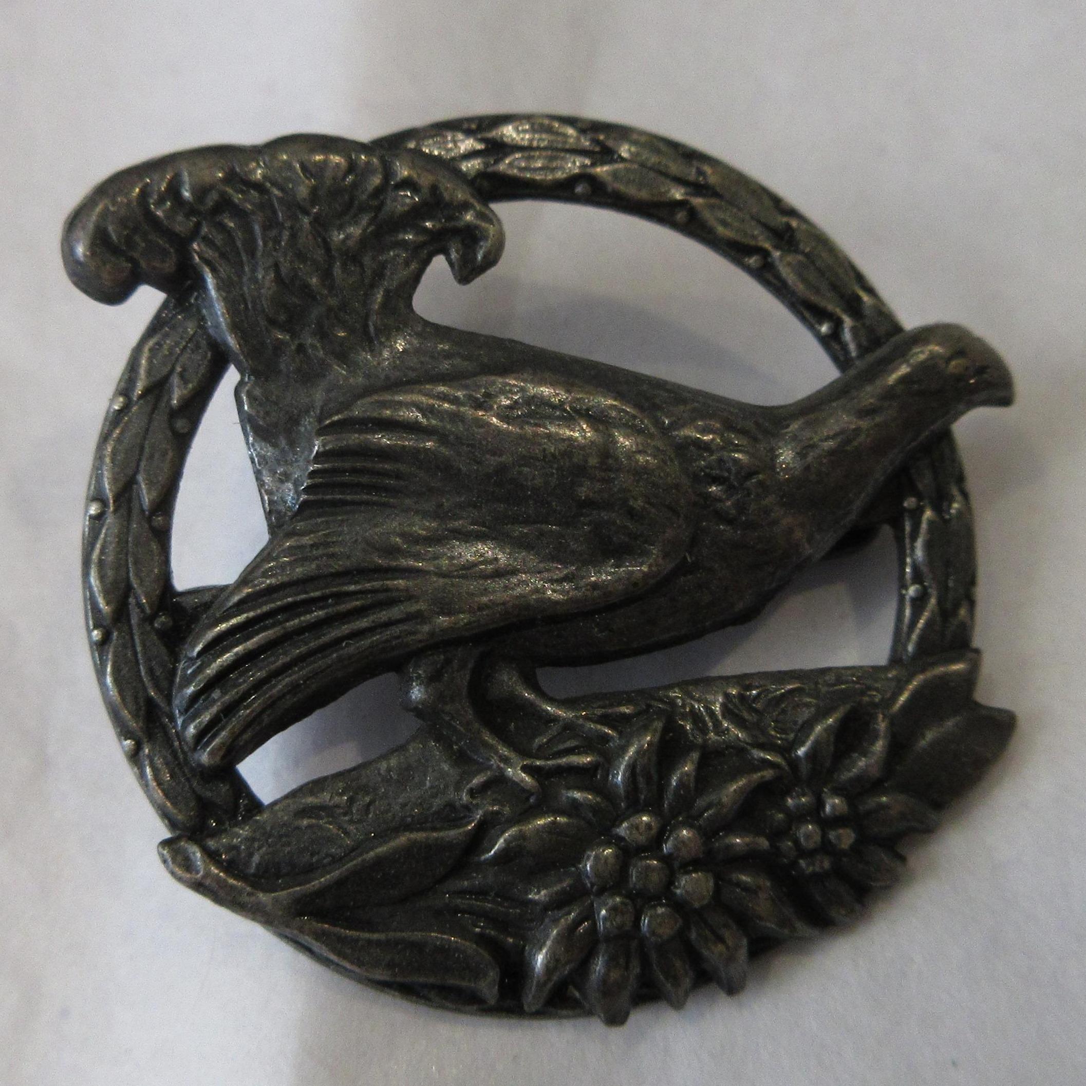 Gray Pressed Metal Dove Pigeon with Flowers Brooch Scatter Pin - 1.25 ...