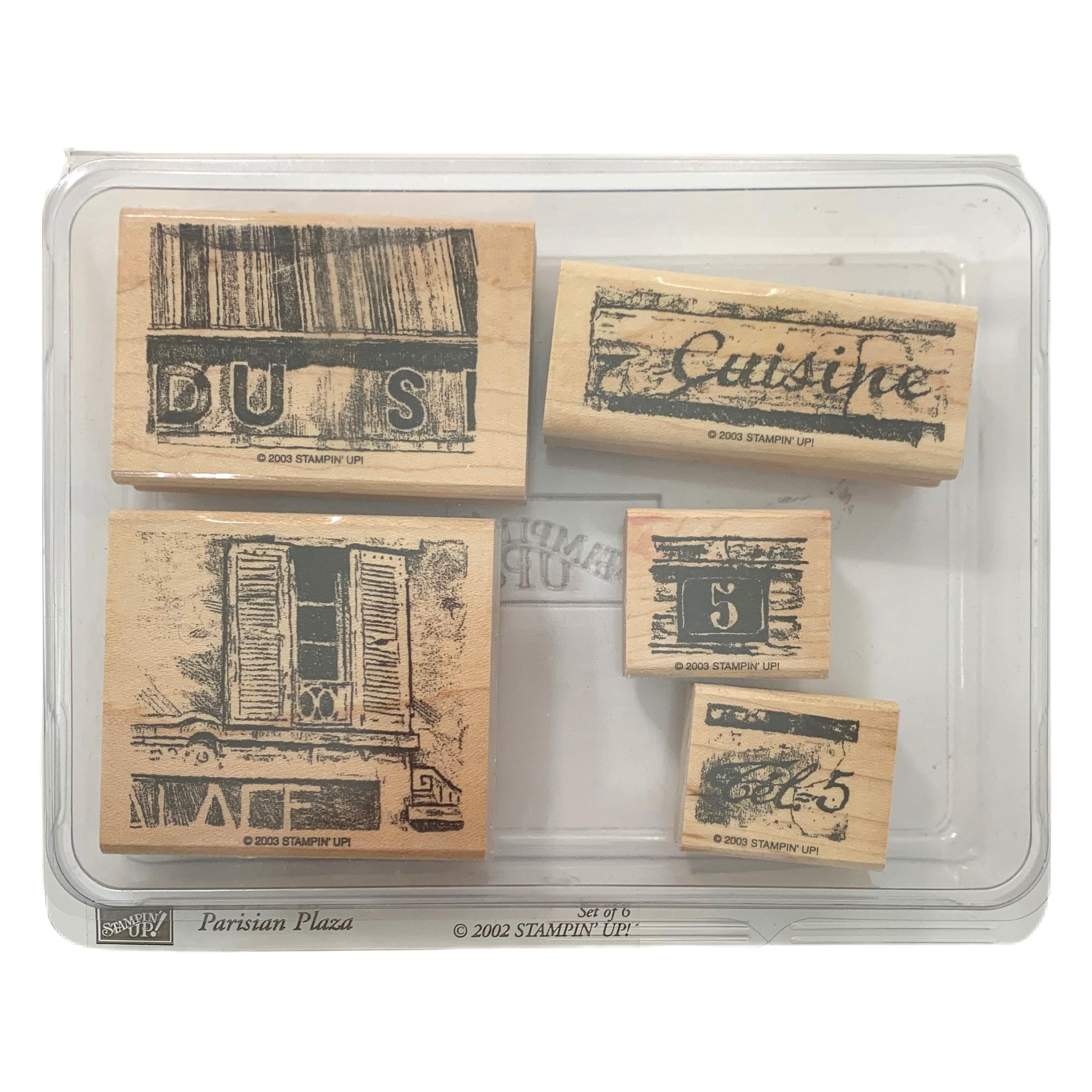 Stampin Up Parisian Plaza NEW Set 4 Wood Mounted Rubber Stamps 2003 Retired Vintage
