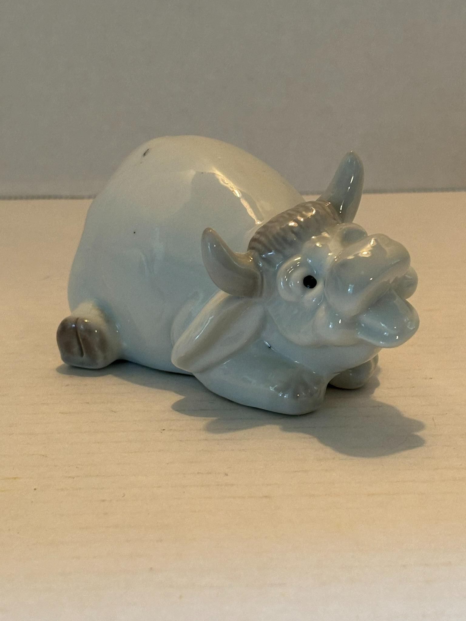 Vintage Porcelain Cow Reclining Figurine Made in Japan