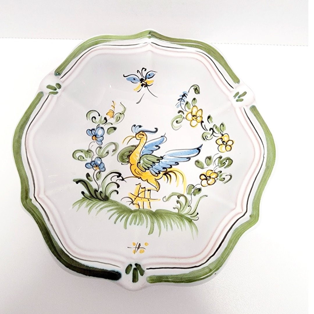 Vintage France Moustiers Pottery Ashtray/Hand Painted Bird Butterfly ...