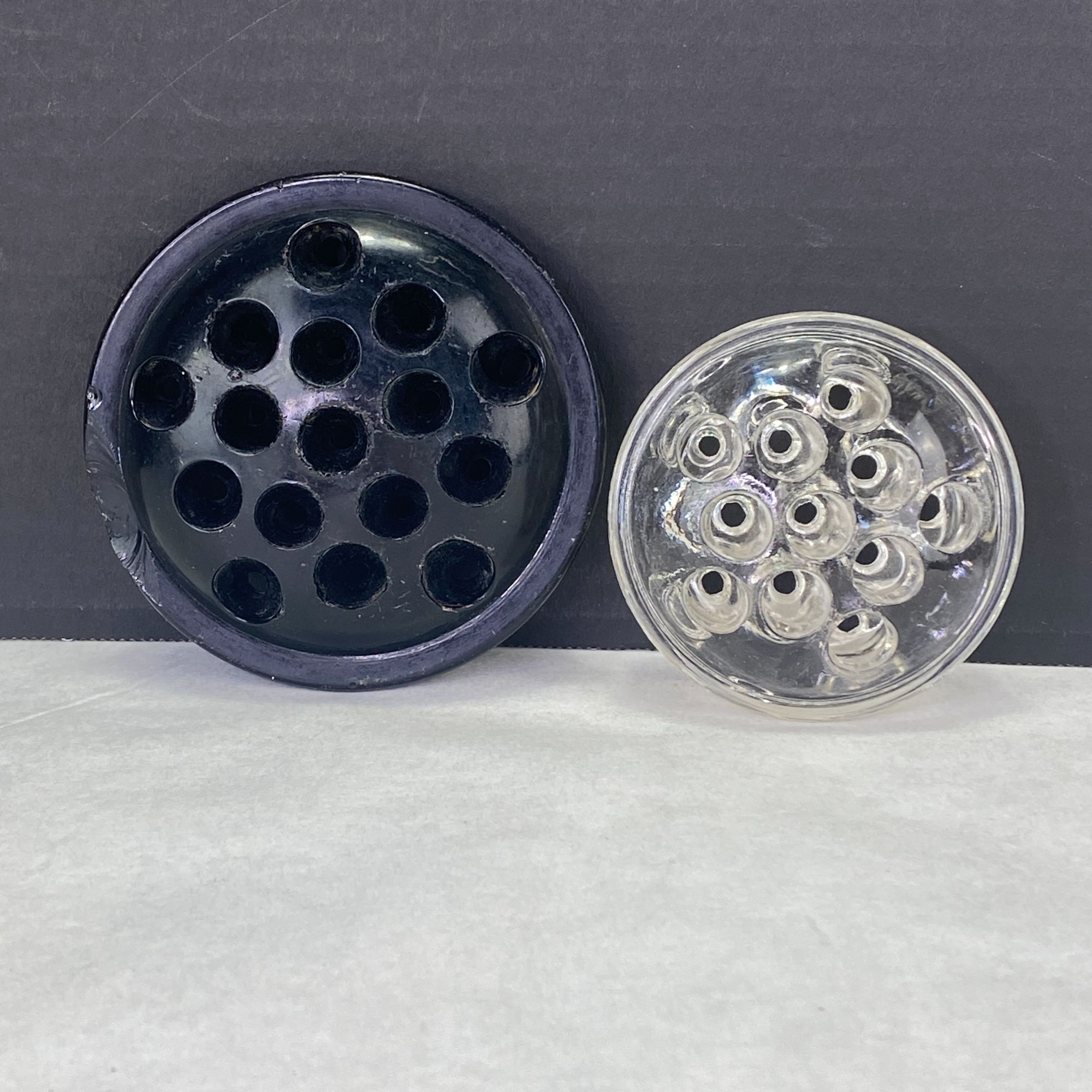 Vintage Black & Clear Glass Flower Frogs For Floral Arrangements