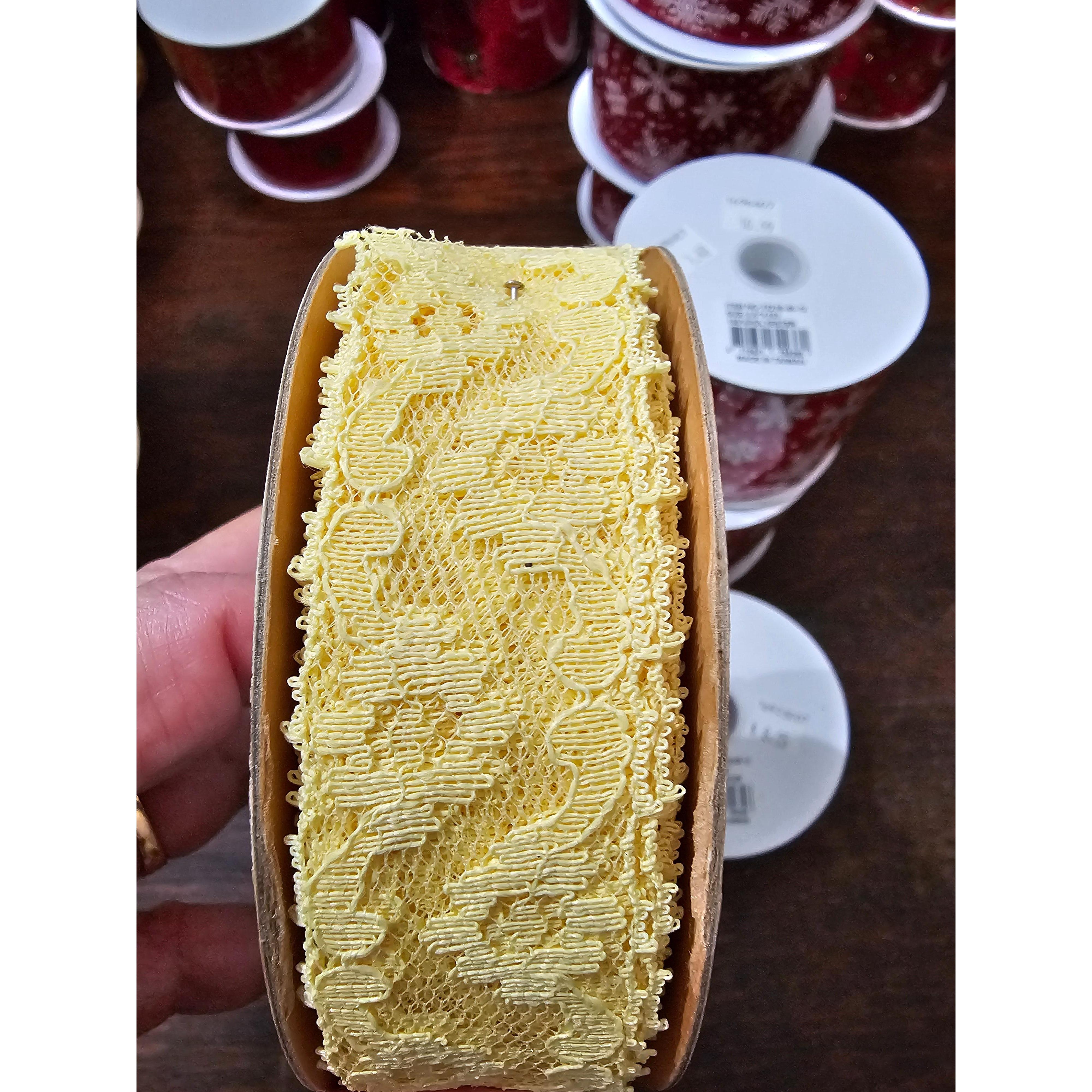Vintage Yellow Lace Ribbon Roll 1.5 Inch 25yrd