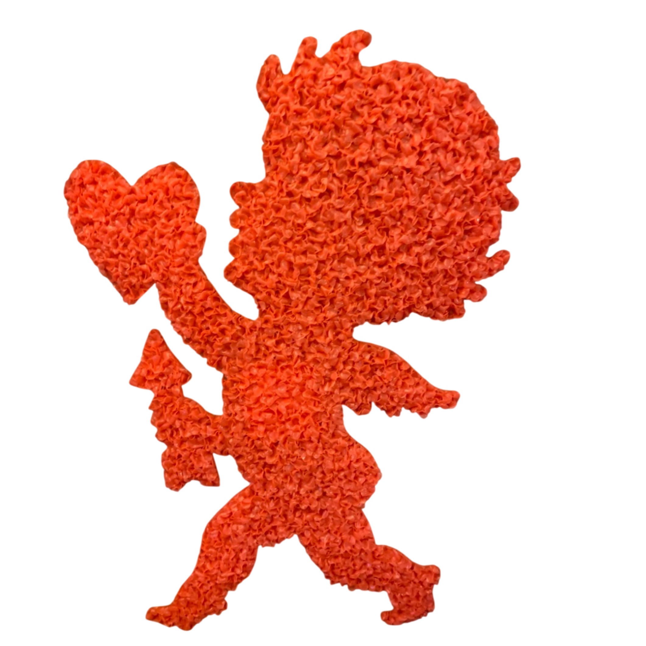 Vintage Melted Plastic Popcorn Cupid Slightly Faded 21 X 13 Inches