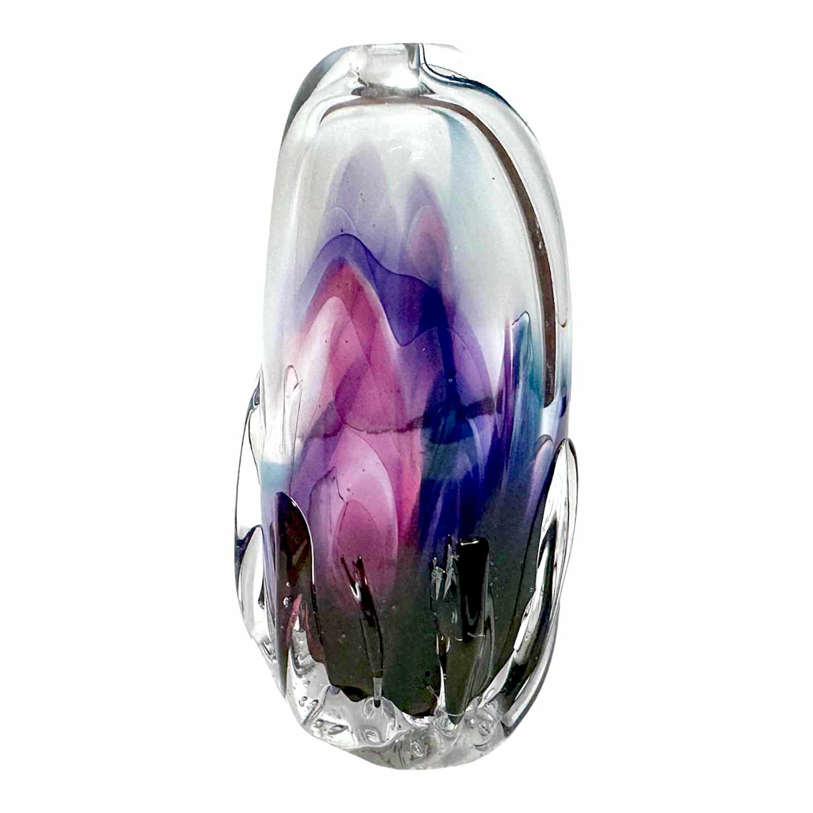 Lisa R Rowe Purple Hand Blown Art Glass Bud Vase Paper Weight Vtg 1/97