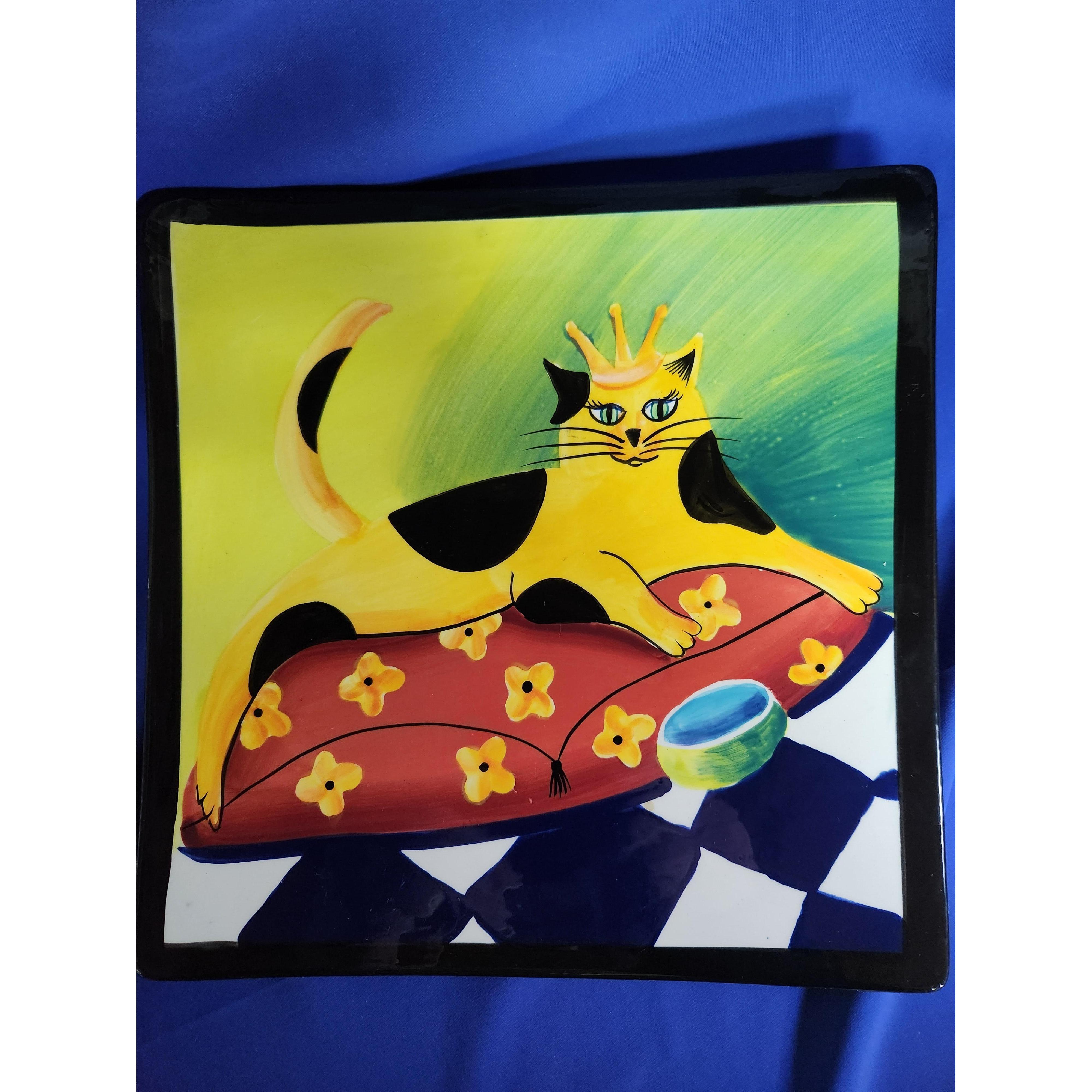 Naylor Design Cat with Crown Hanging Wall Ceramic Plate