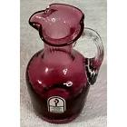 VTG Pilgrim Mini Glass Pitcher Cranberry Ruffled Edge 3.25” Tall, Foil ...
