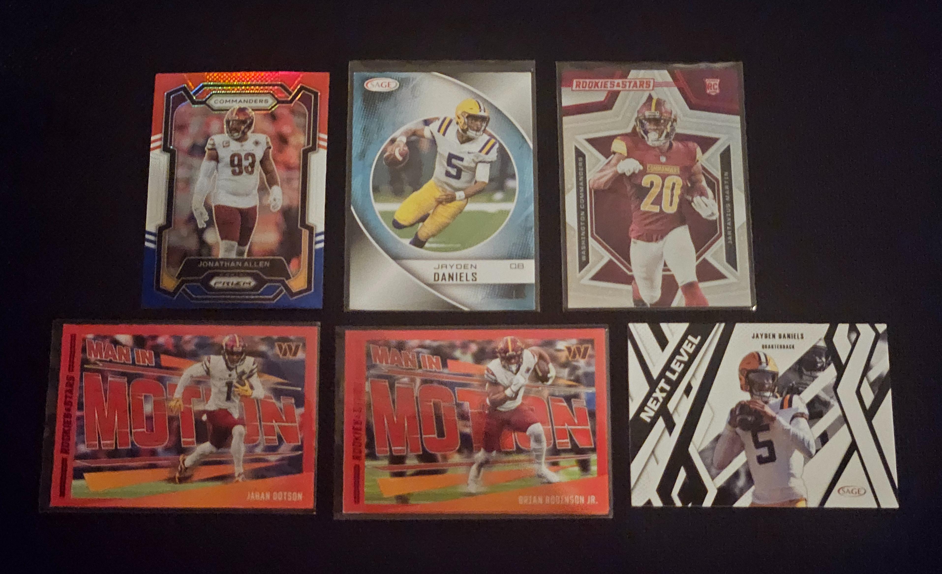 Washington Commanders 6 Card Mixed Lot - Daniels, Dotson, Martin RC
