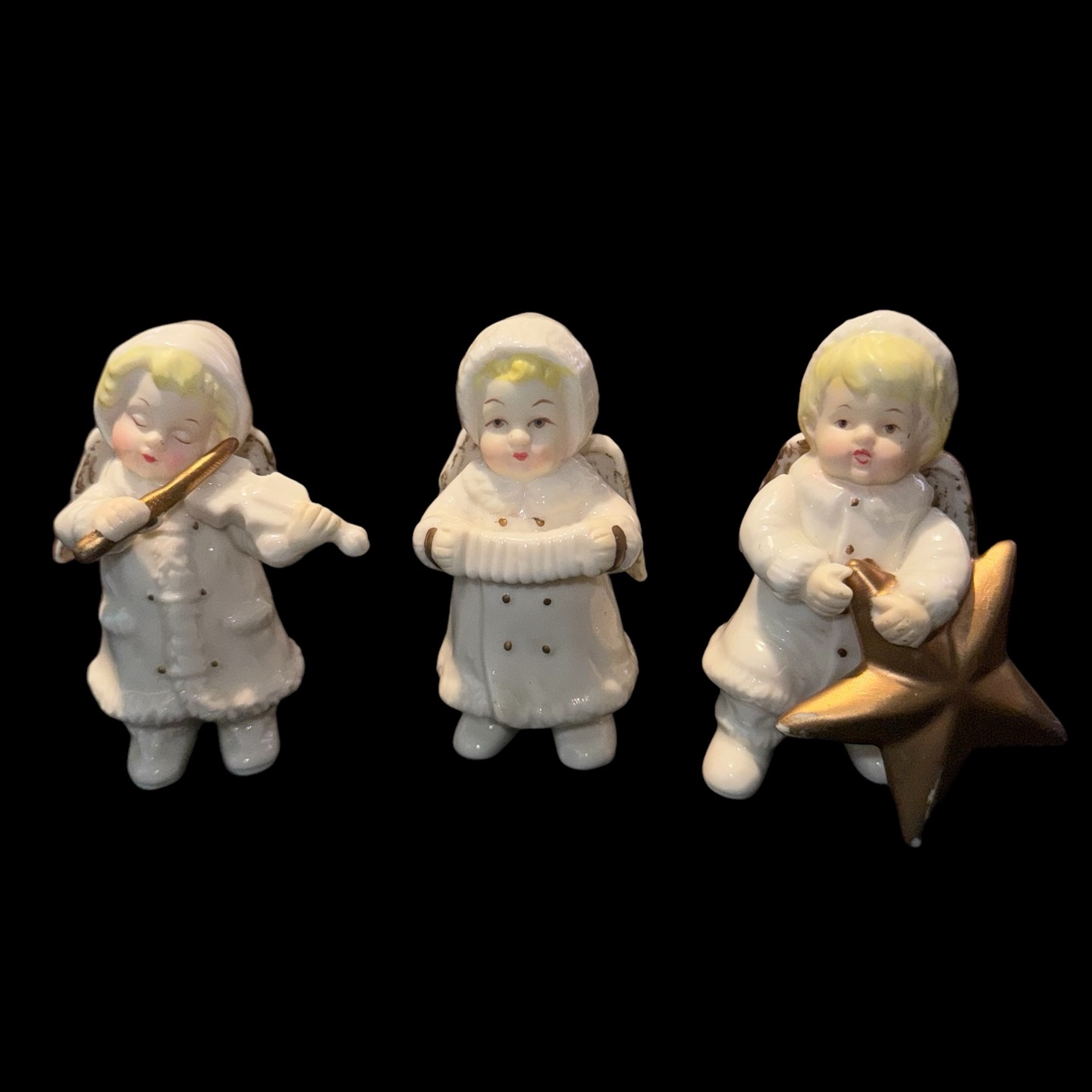 Set Of 6 Porcelain Christmas Angels