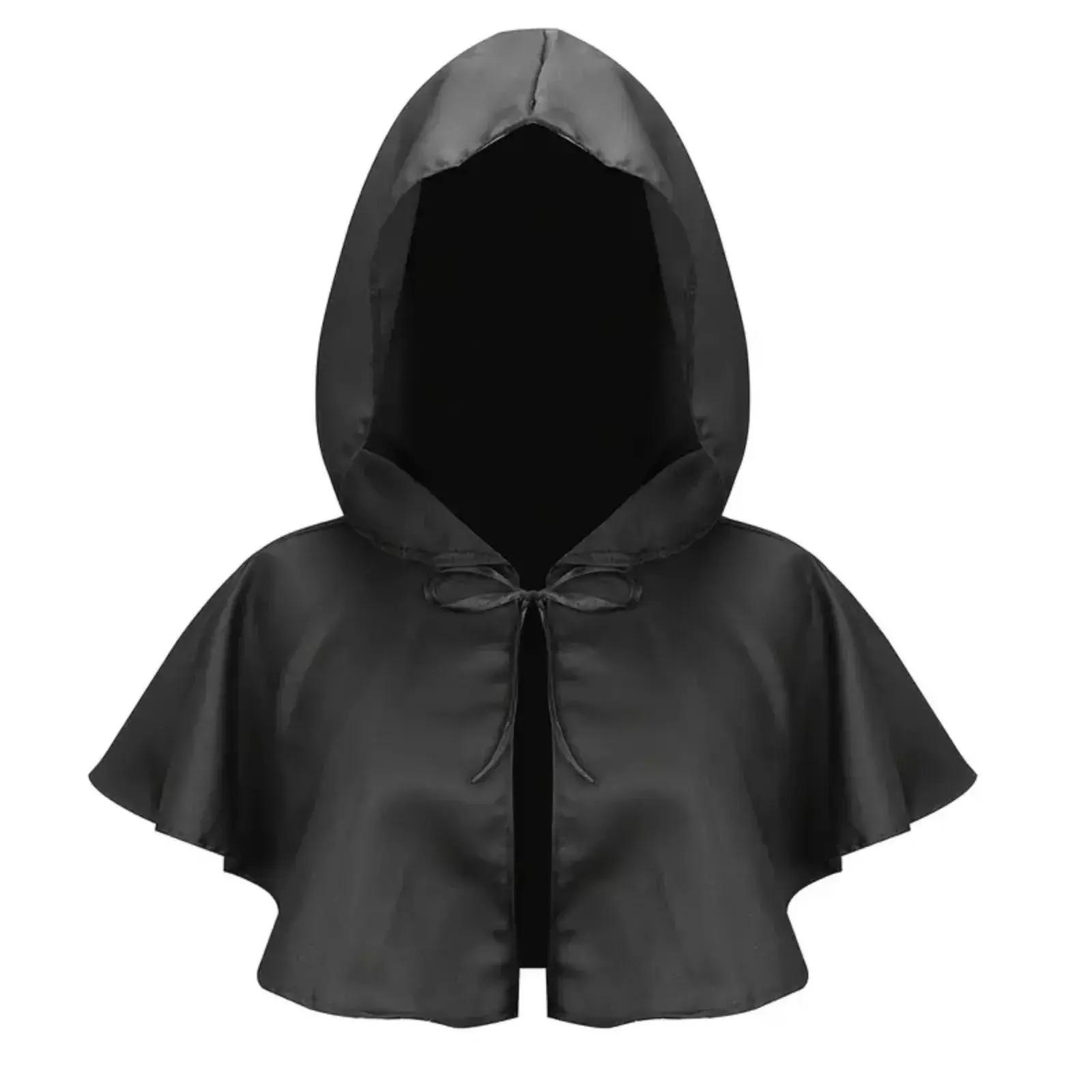 Medieval Black Wizard Cowl Dress Up Costume One Size Fits Most