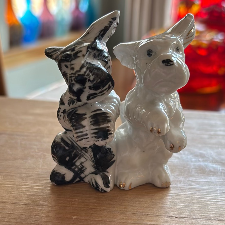 Occupied Japan Kitsch Schnauzer Pup Duo