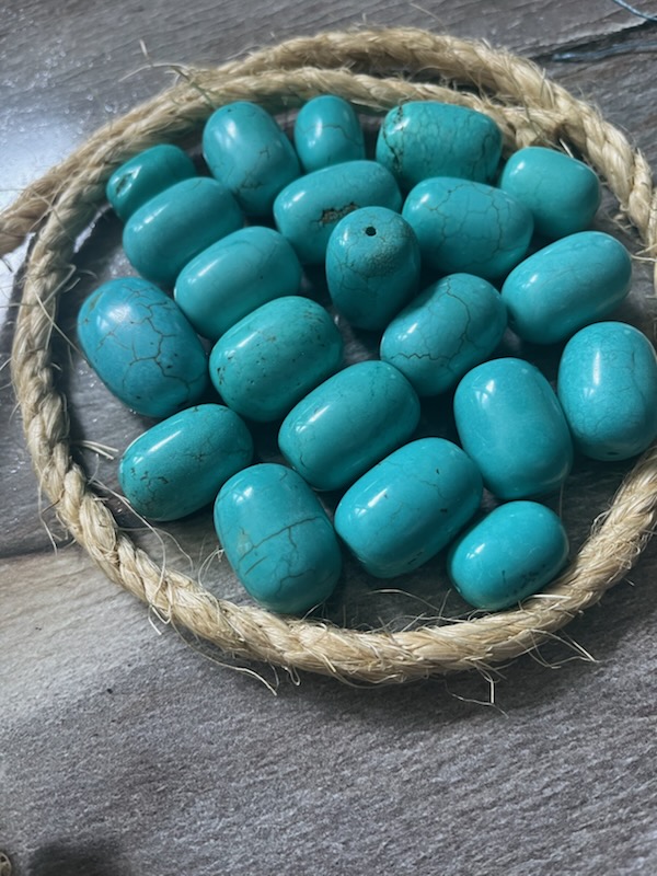 Large Turquoise Barrel Beads #4