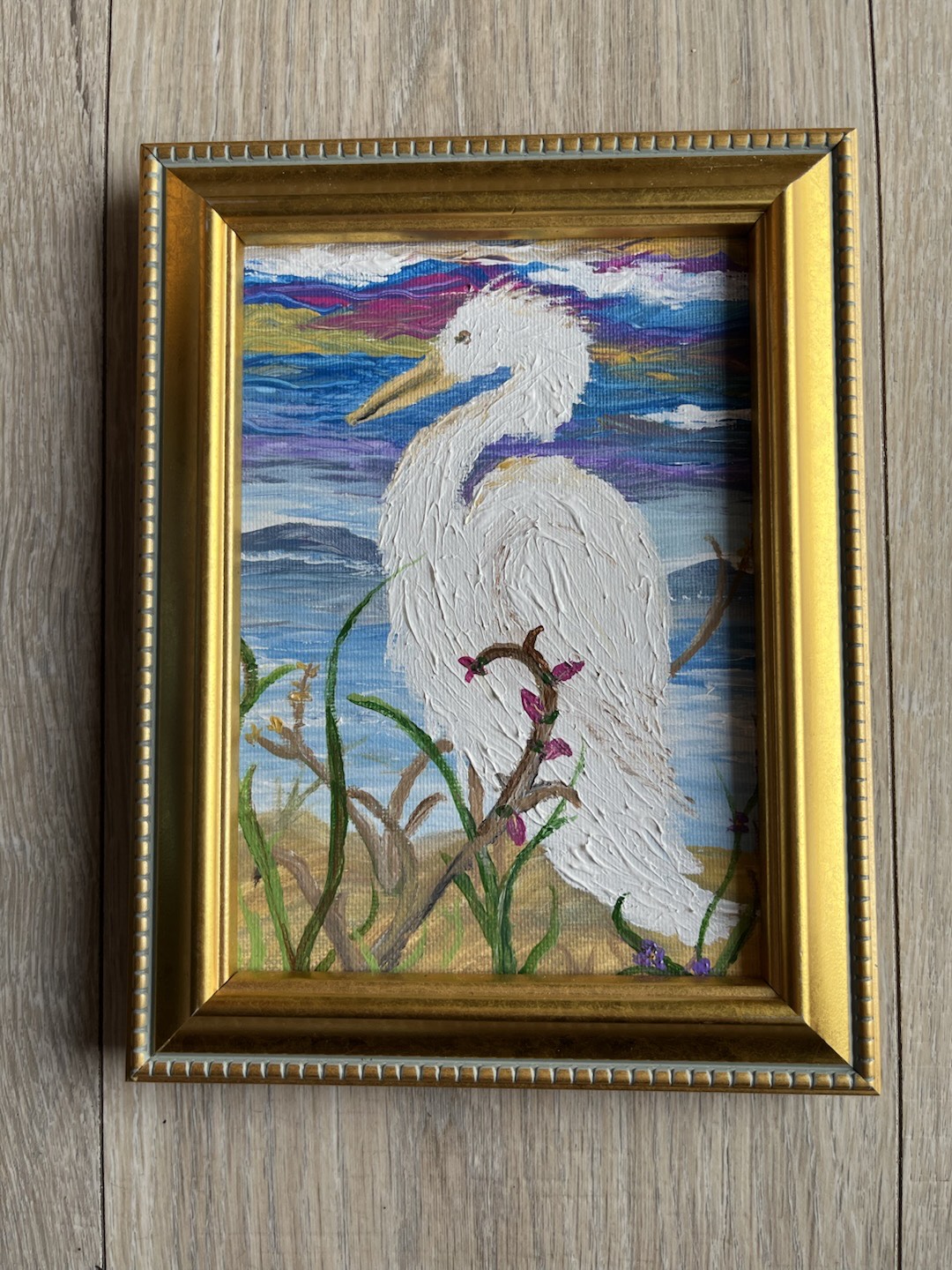 “Rainbow Crane” Original Art In Acrylic By Me Wendy S Alford