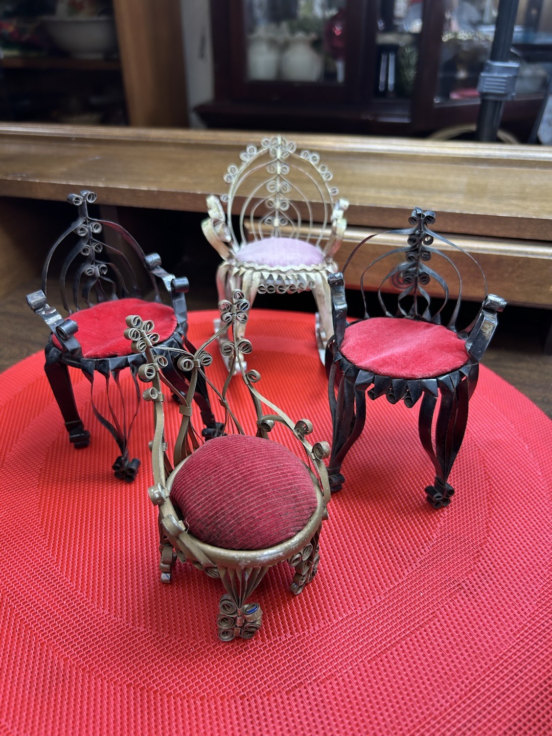 Vintage Set Of 4 Tramp-Art Chairs Made From Cans1920’s-30’s