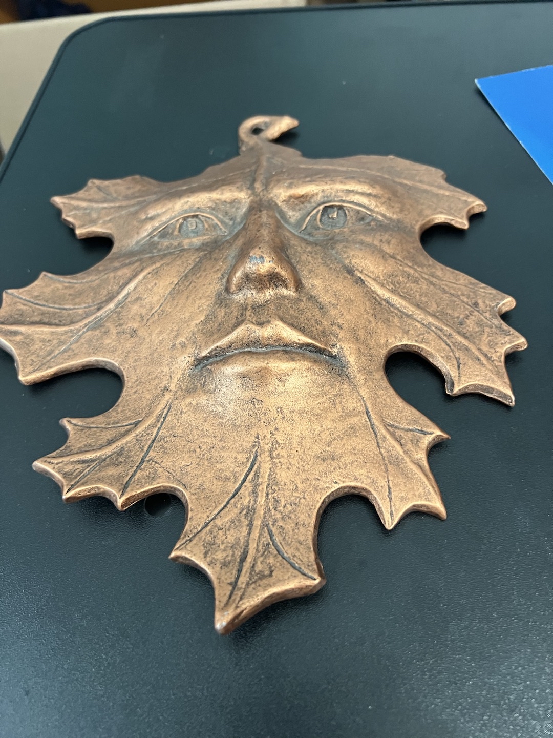 Carson 1996 Spirit Of The Forest Oak Leaf Man Face Copper Wall Art. 7 1/2"