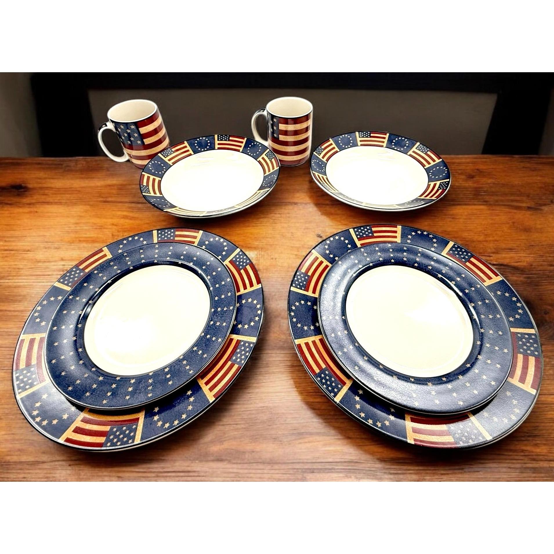 Coventry American Flag Design "Liberty" Dinnerware Set - Stoneware ...