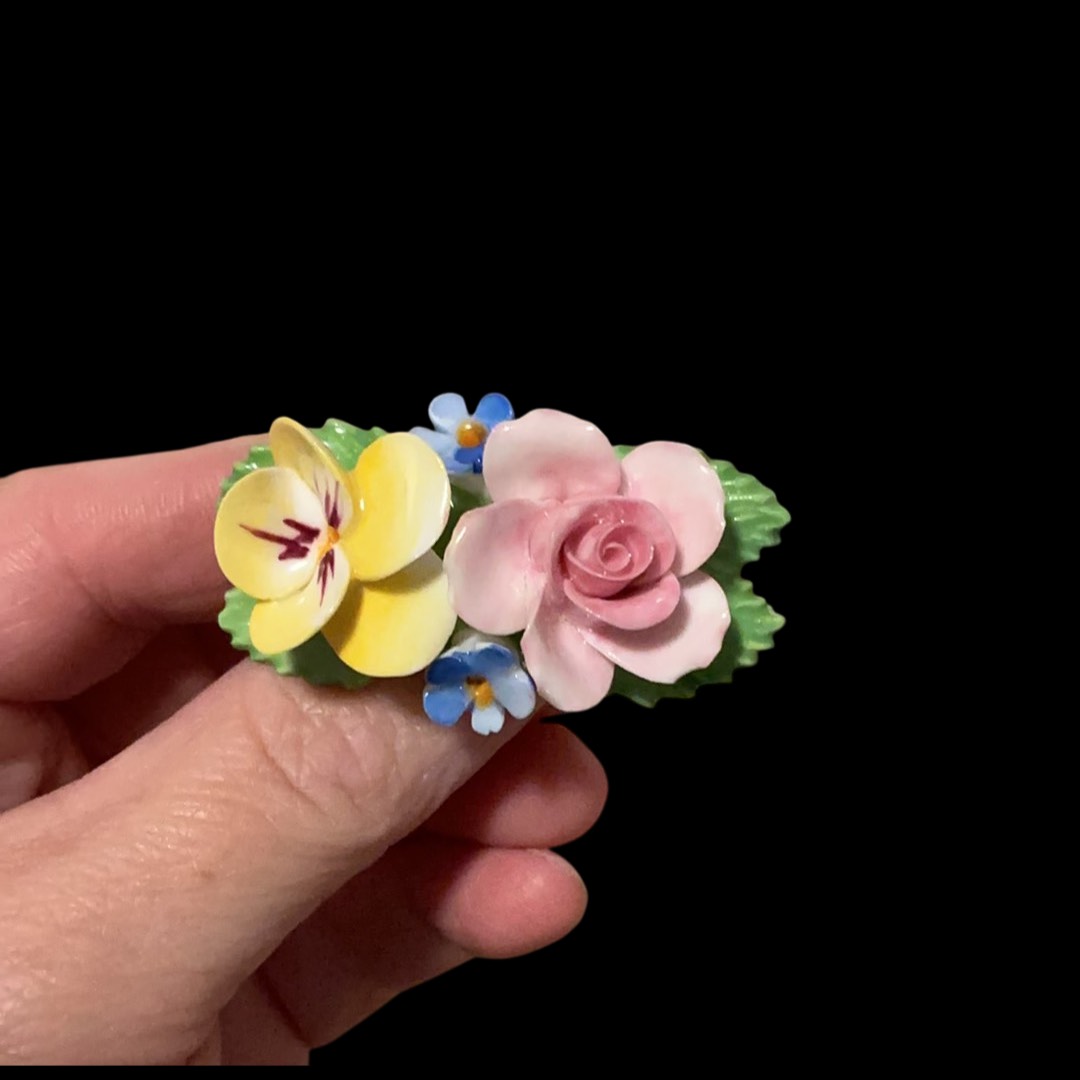 Vintage Denton Porcelain Flower Brooch . Made In England.