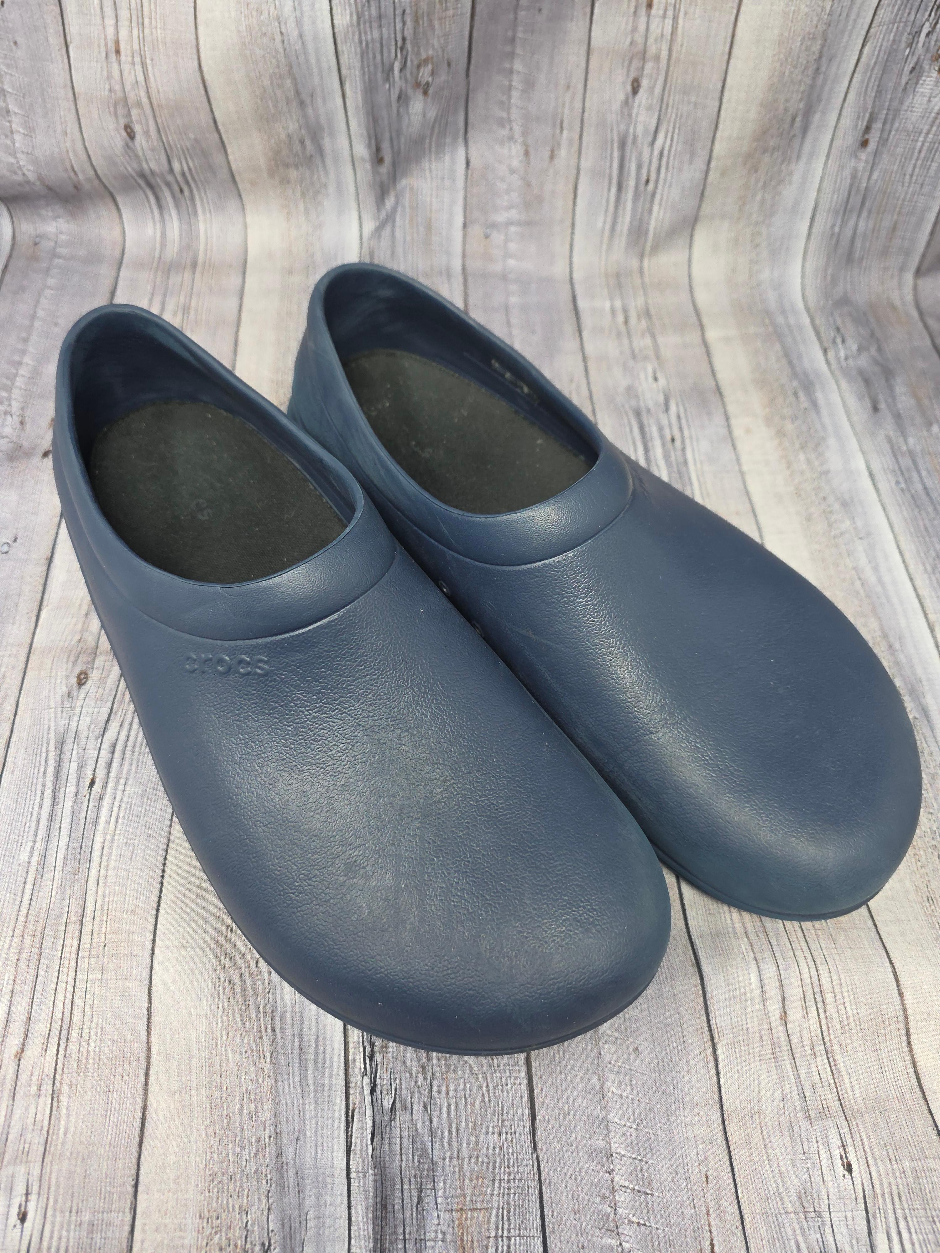Crocs On The Clock Work Shoe Slip Resistant Mens Clog Size 13 Blue Dual ...
