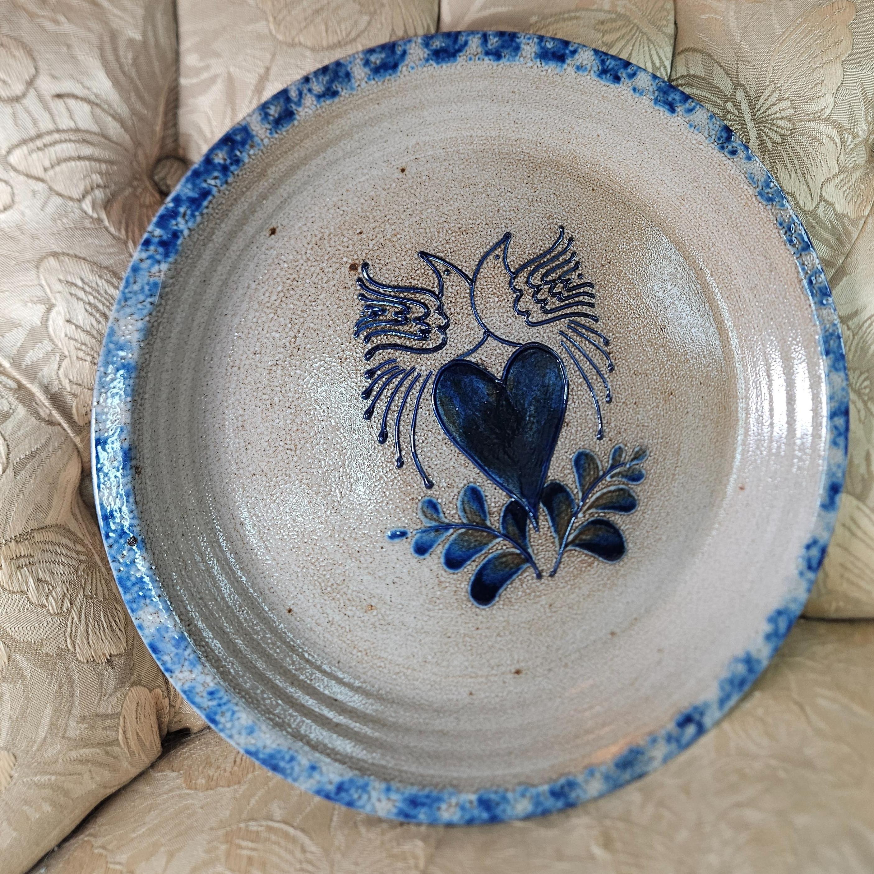 Vintage Signed David Eldreth Pottery Love Birds 11" Salt Glaze Pie ...