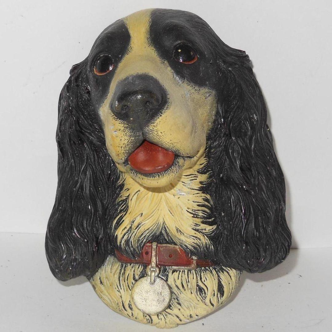 BOSSON'S England Vintage Chalkware Cocker Spaniel Dog 'Susan' Wall Hanging