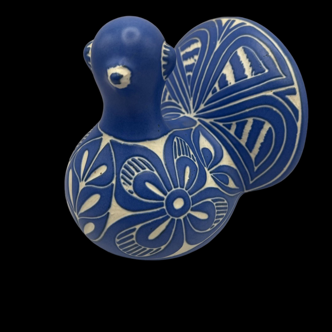 Pablo Zabal Blue Zoo Peacock Figurine, Signed