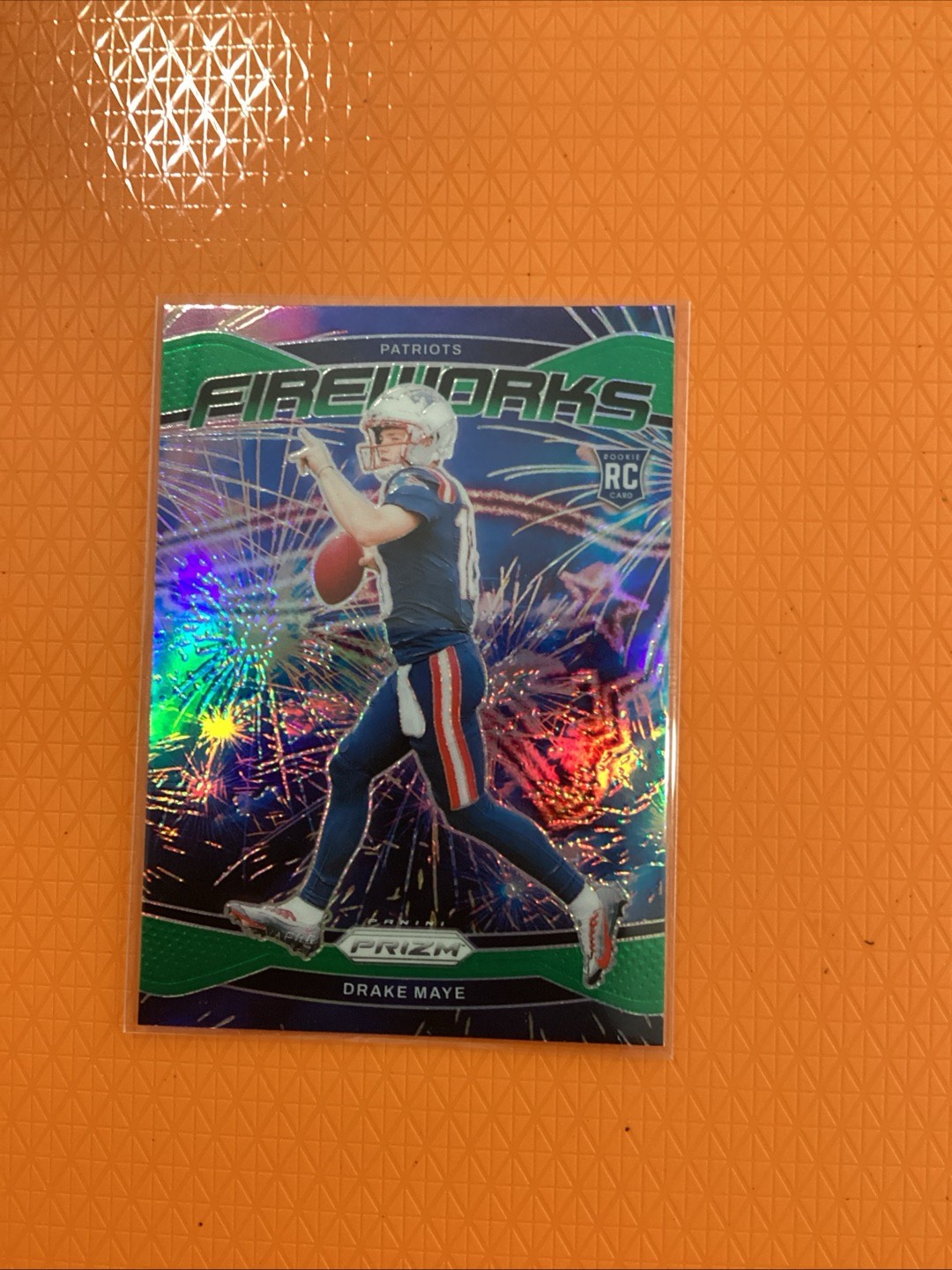 2024 Panini Prizm Drake Maye RC FIREWORKS GREEN PRIZM