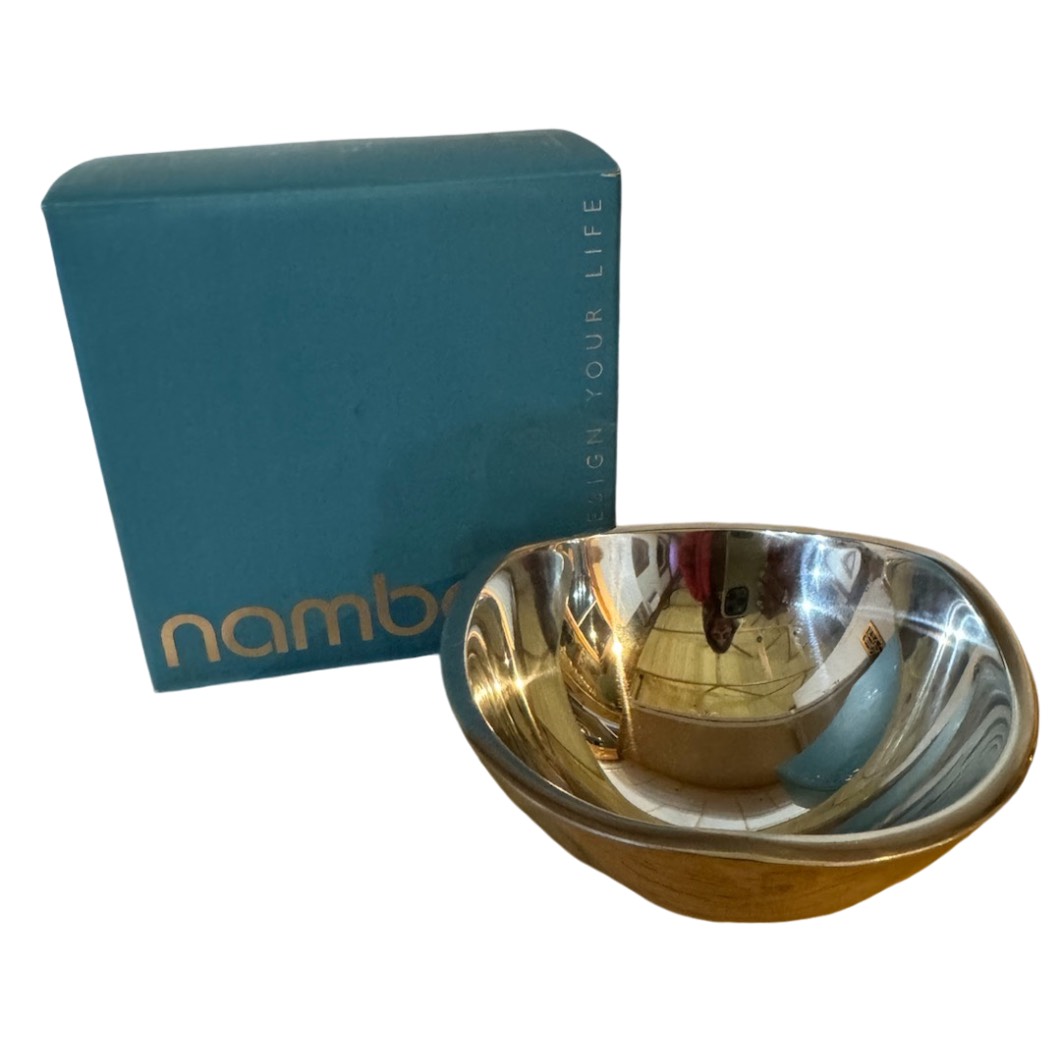 New In box Nambe Tri corner NWT small bowl 2"x 4.5" Minimalist decor ...