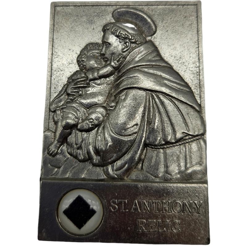 Vintage St. Anthony Relic Plaque Prayer Card