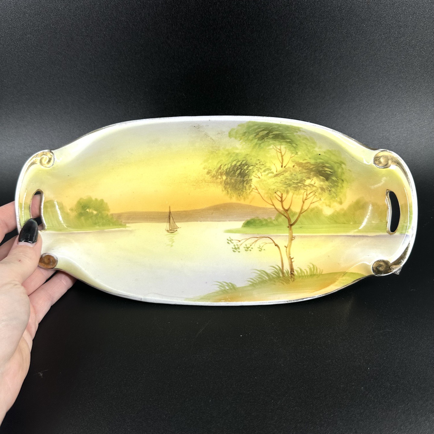 Porcelain Sunset Design Tray Japan