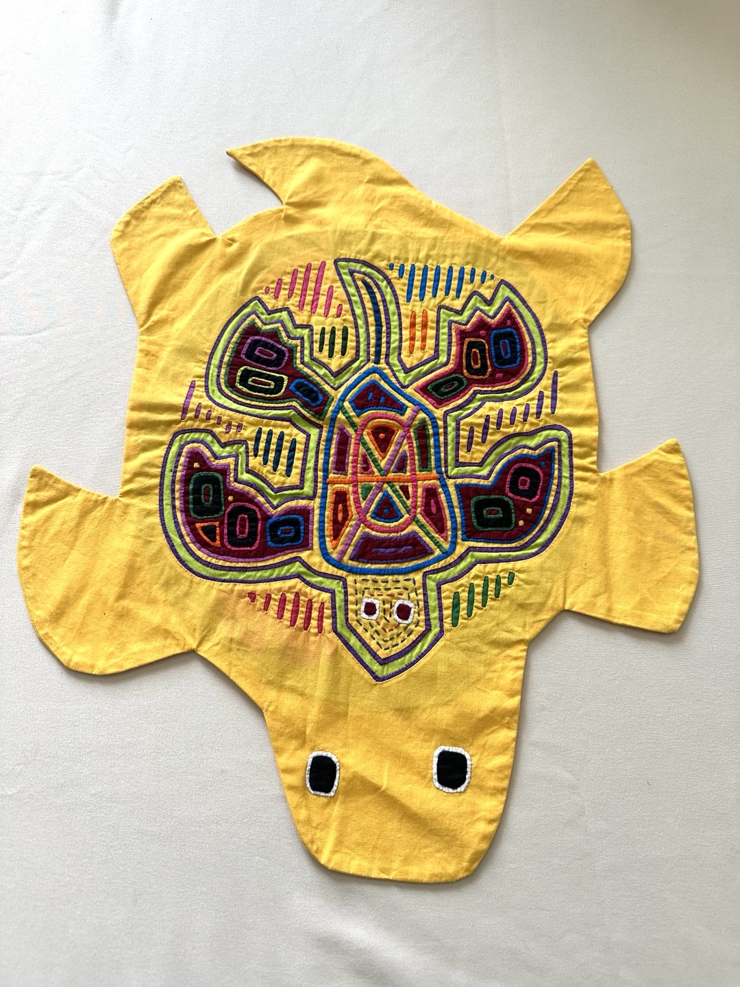 Vintage Kuna Indian Panama Mola Textile Embroidered Sea Turtle Yellow ...