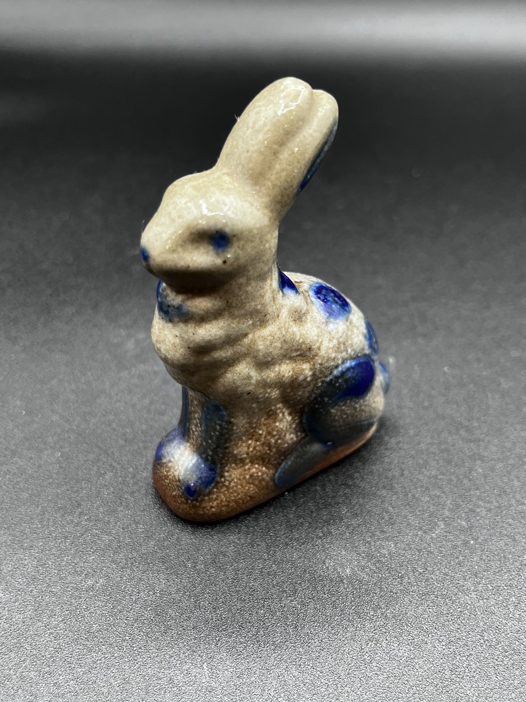 BBP Beaumont Brothers Pottery Salt Glaze Brown & Cobalt Blue Spotted ...