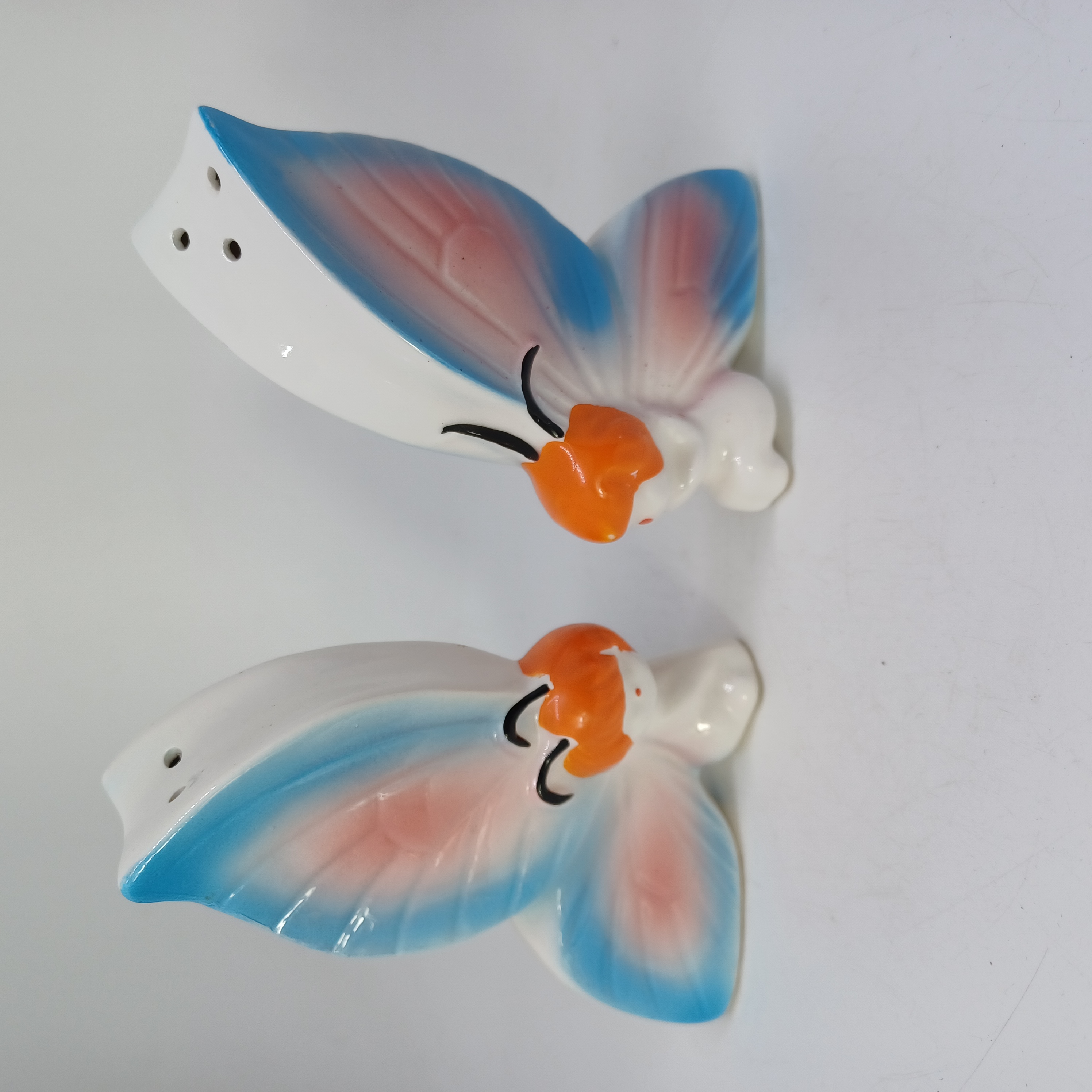 Vintage Japan Pixie Anthropomorphic Fairy Butterfly Salt & Pepper Shakers