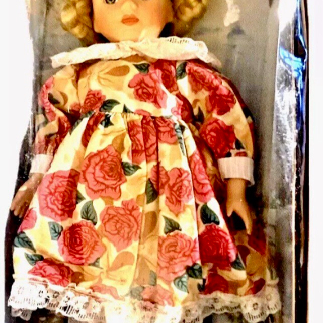 12" Tall SOFT EXPRESSIONS Bisque Porcelain Doll w/stand FLOWERS
