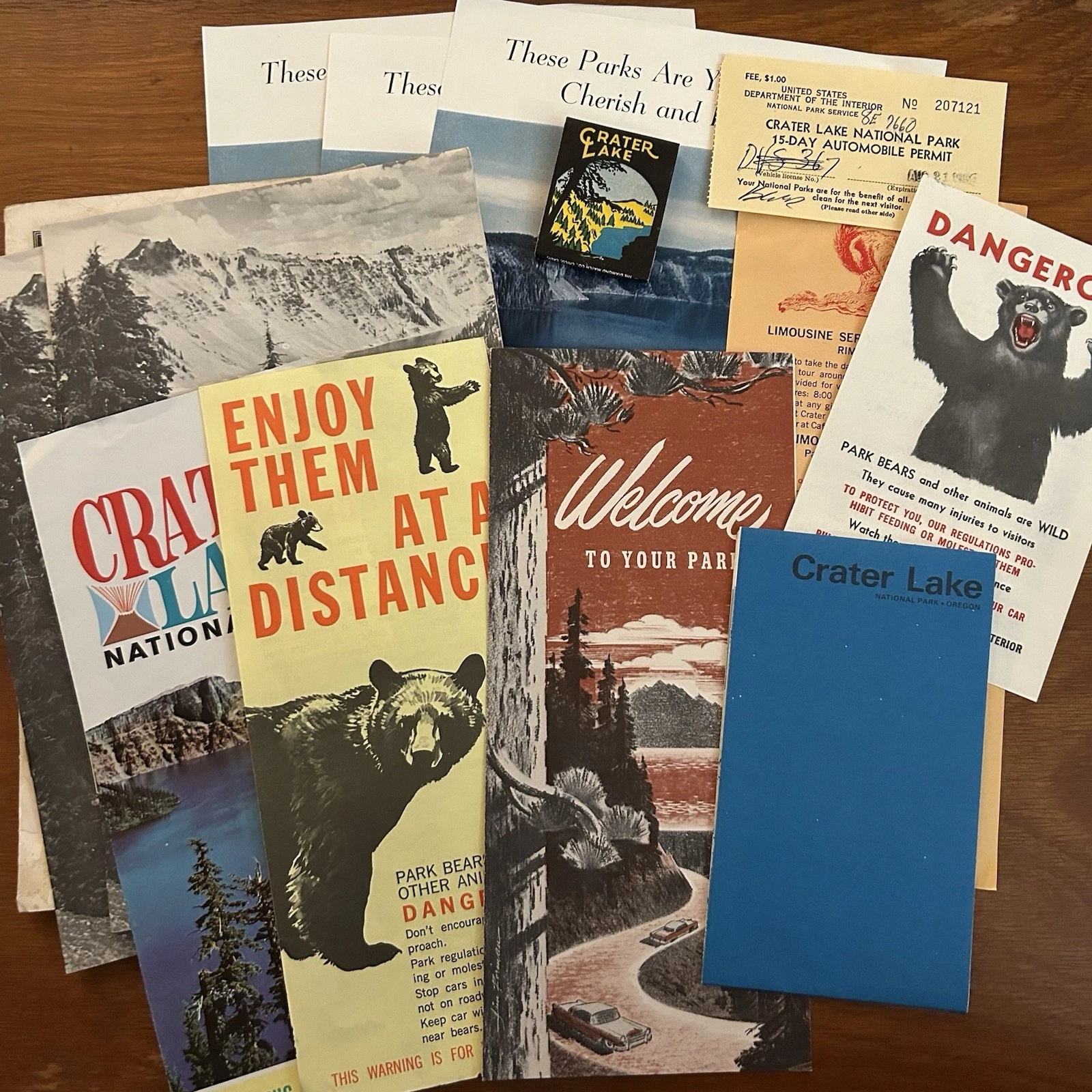 Vintage Crater Lake Ephemera Lot 50s Matchbook Bear Warning Pamphlets ...