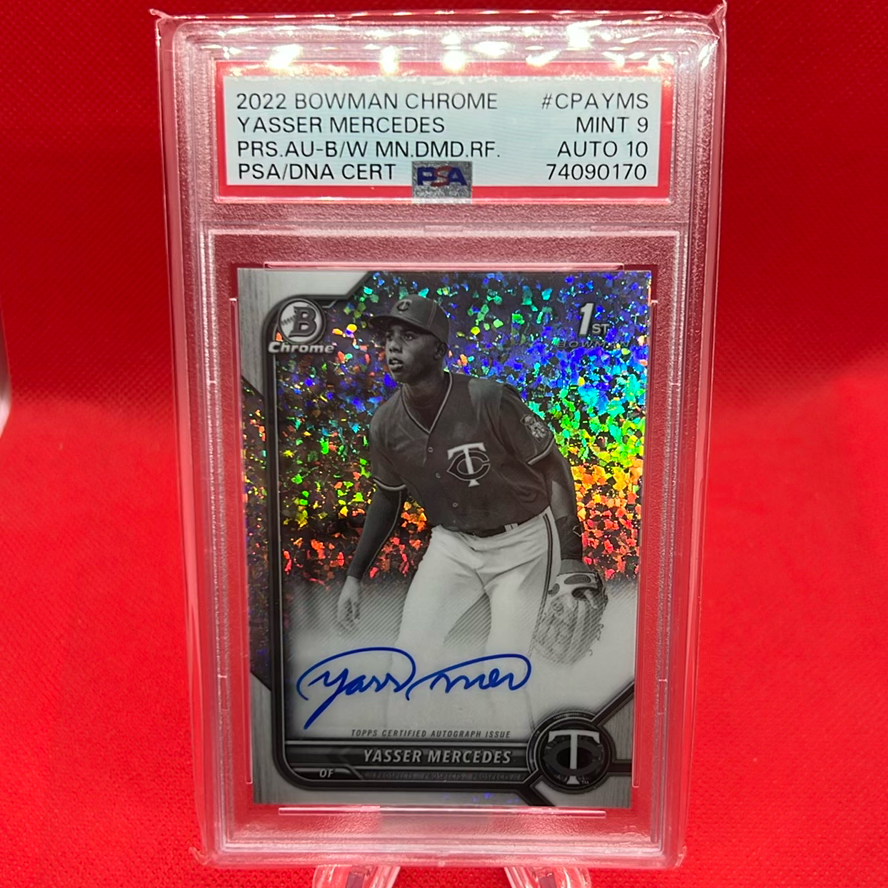 Yasser Mercedes 2022 Bowman Chrome Black & White Mini Diamond Auto PSA ...