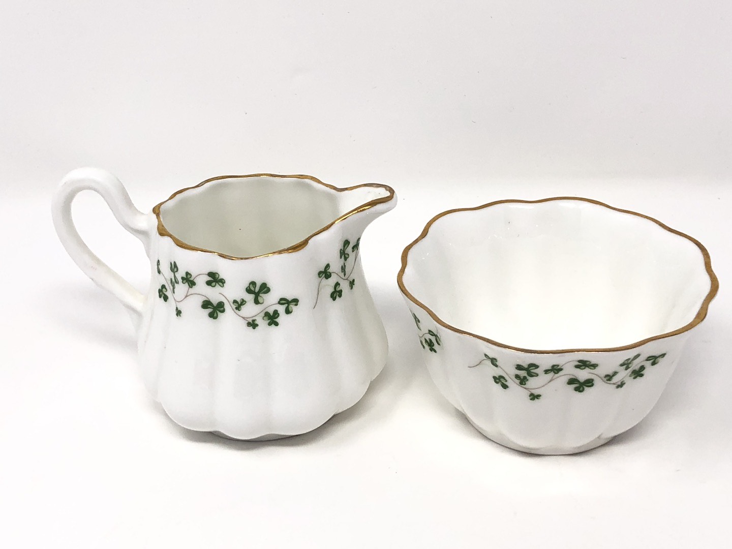 Royal Tara Fine Bone China Shamrock Cream and Sugar Set