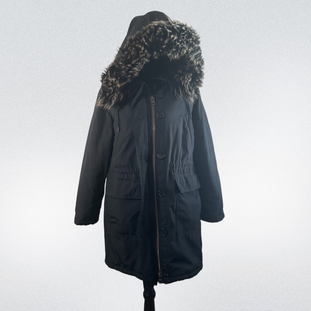EUC GAP Puffy Jacket With Fur-lined hood