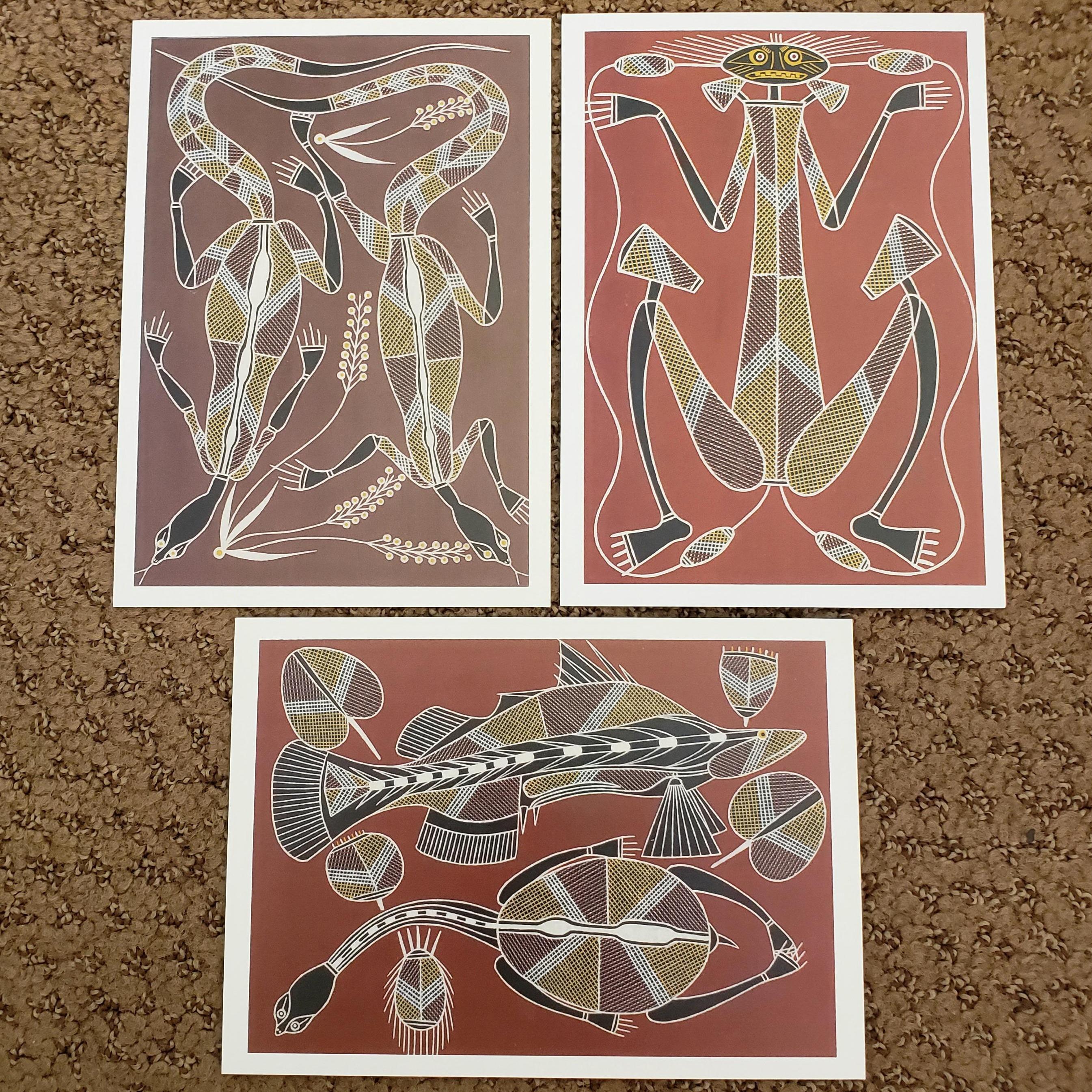 Postcards Australian Aboriginal Art Set Of 3 Kunwinjku Fine Art Darwin ...