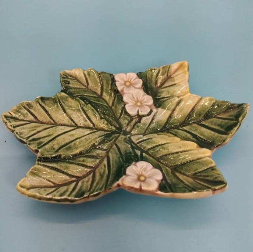 Vintage Leaf-Shaped Ceramic Dish