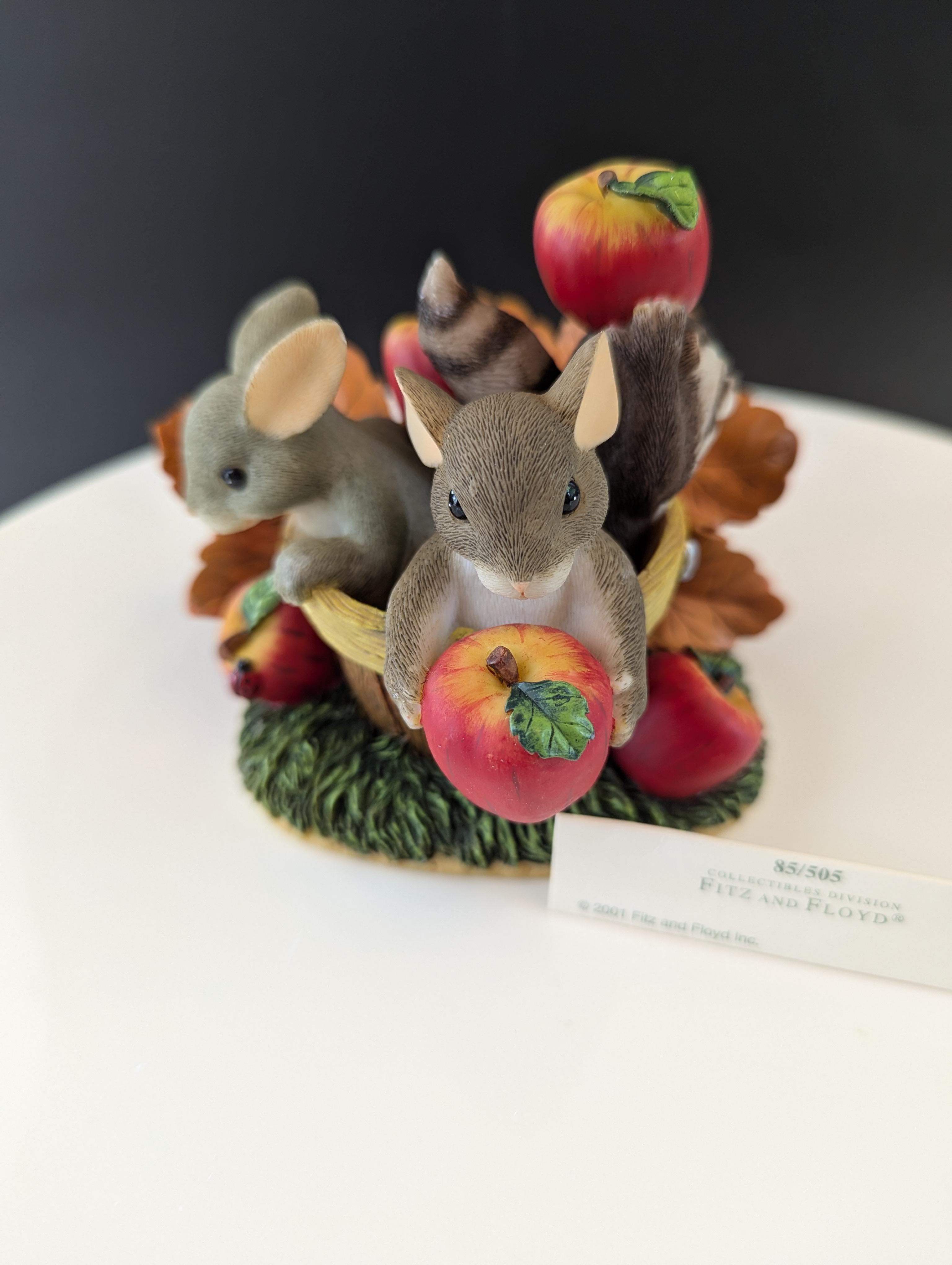 Fitz and Floyd Autumn Harvest Figurine, Squirrel and Mouse with Apples ...