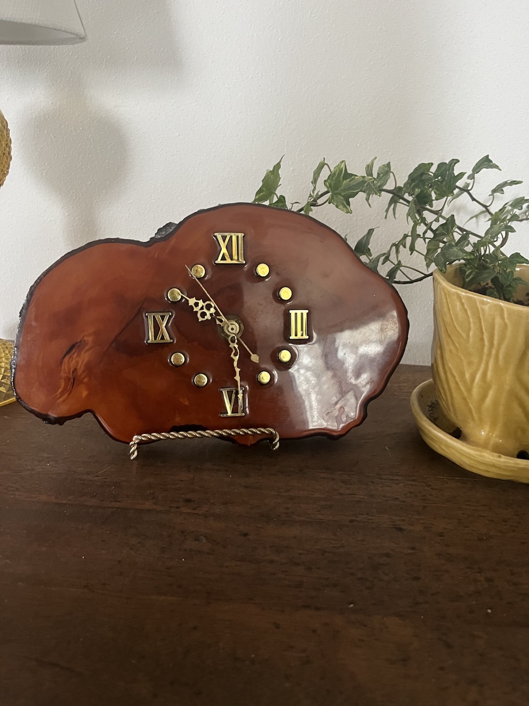 Vintage Live Edge Wood Slab Clock-Resin Epoxy Covered