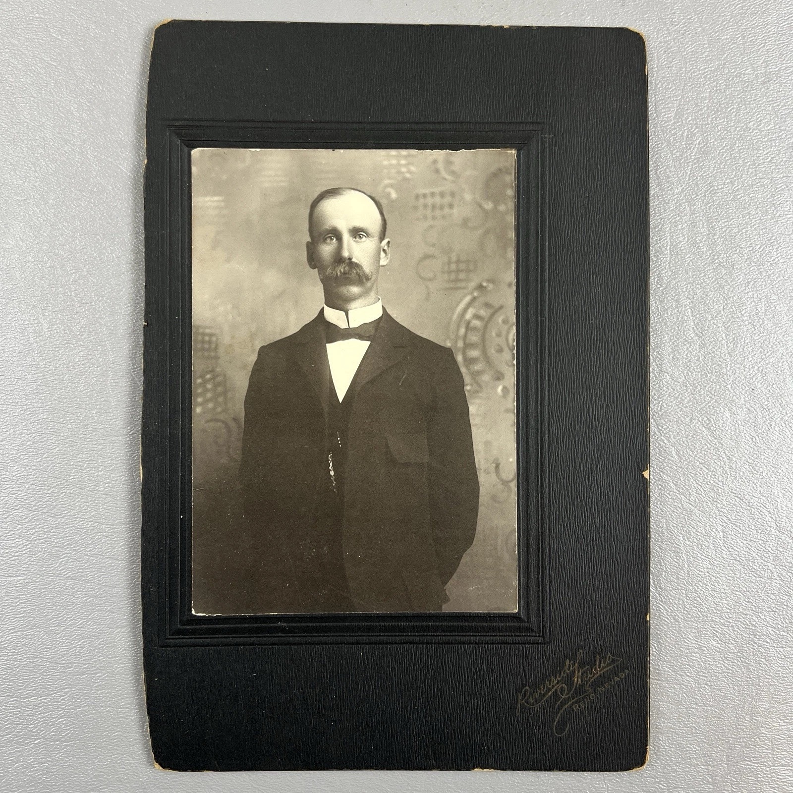 Antique Cabinet Card Man Portrait Thick Mustache Riverside Studio Reno ...