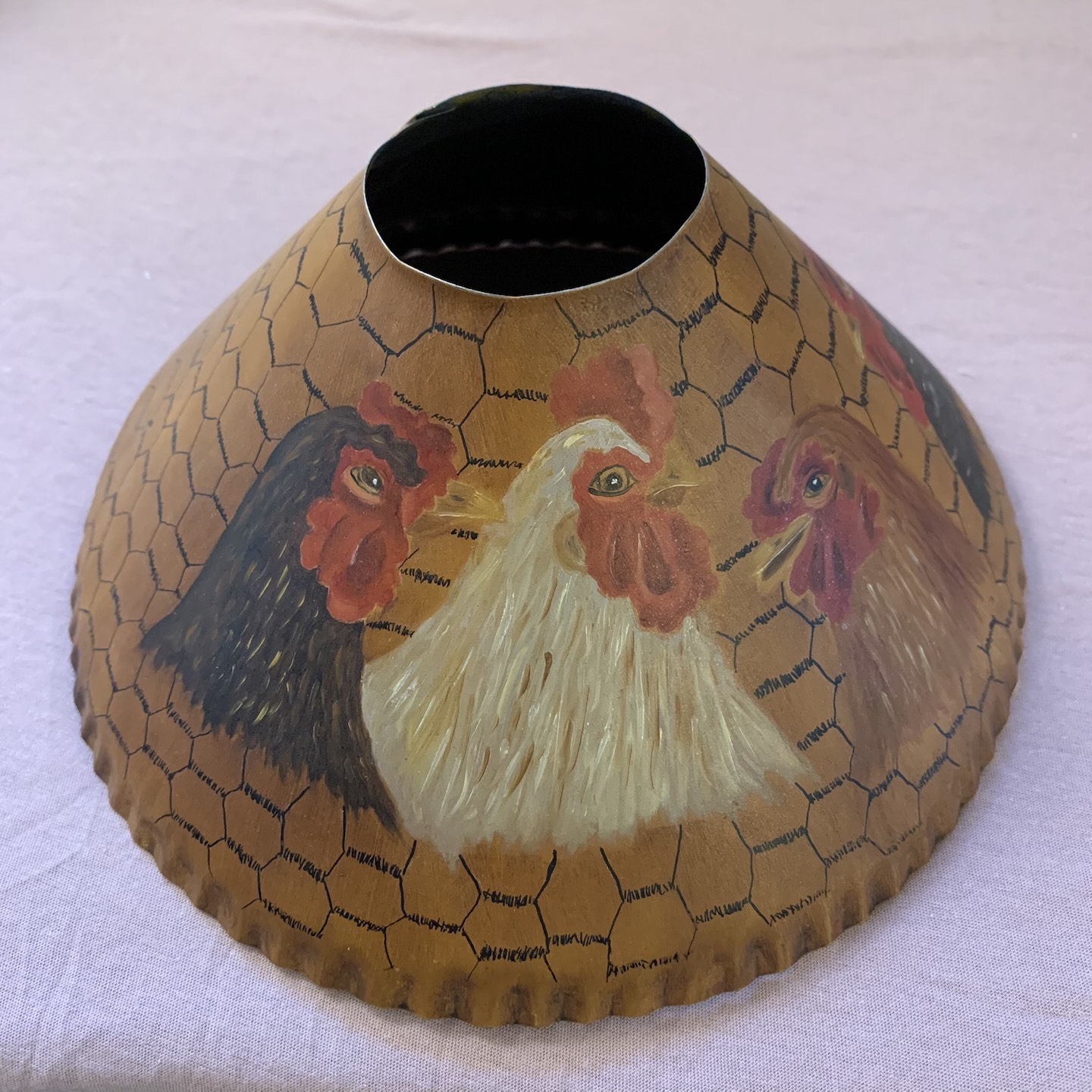 Vintage Tin Hand Painted Rooster Chicken Lamp Shade 9" x 5.5"Chicken ...