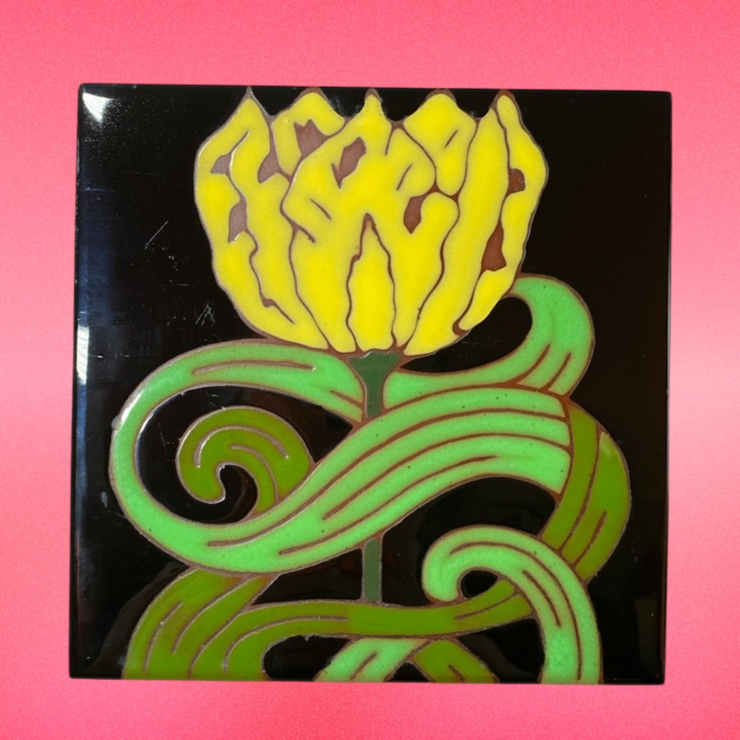 Besheer Pottery Art Tile - The Bedford Art Nouveau Flower