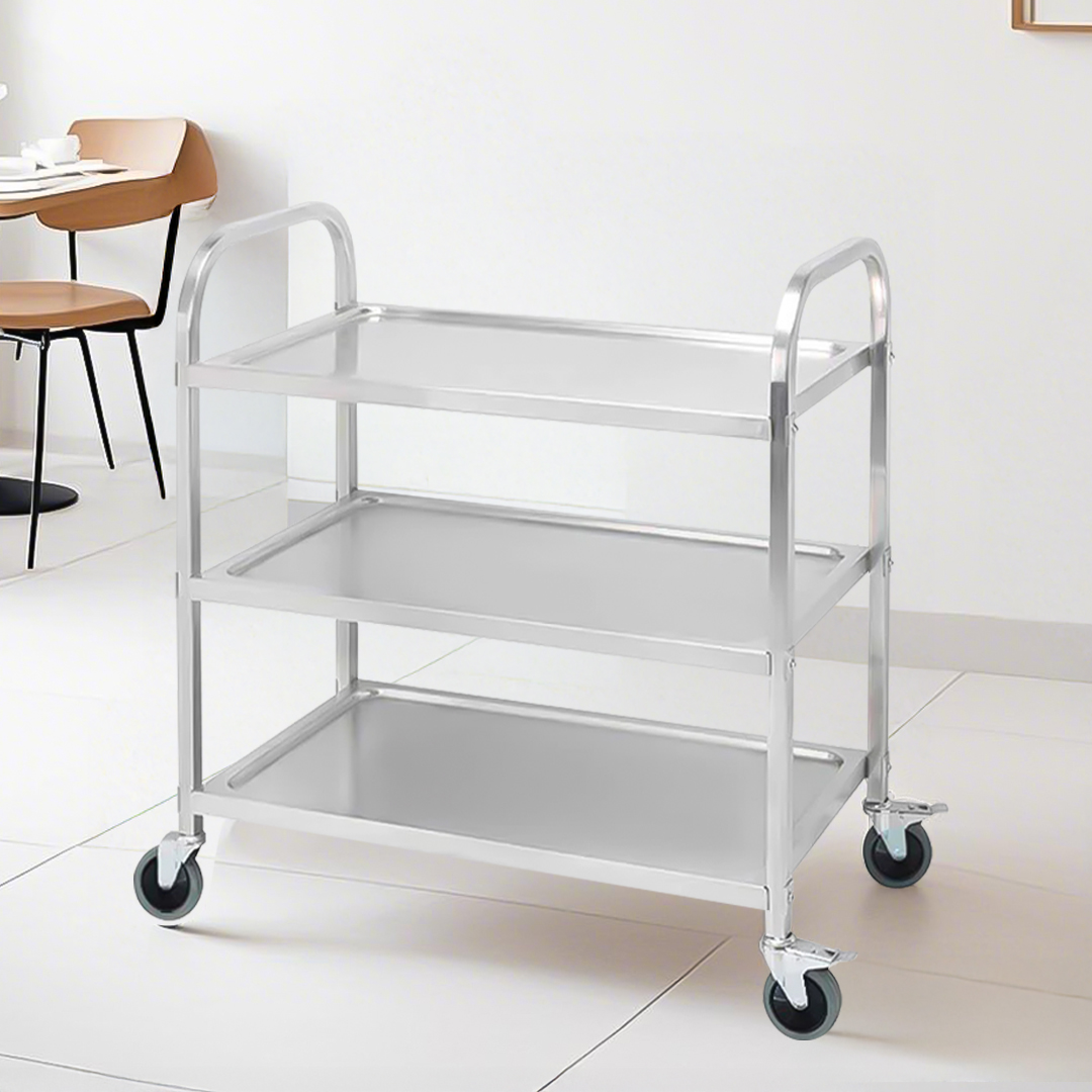 SOGA 3 Tier Stainless Steel Kitchen Dinning Food Cart Trolley Utility ...