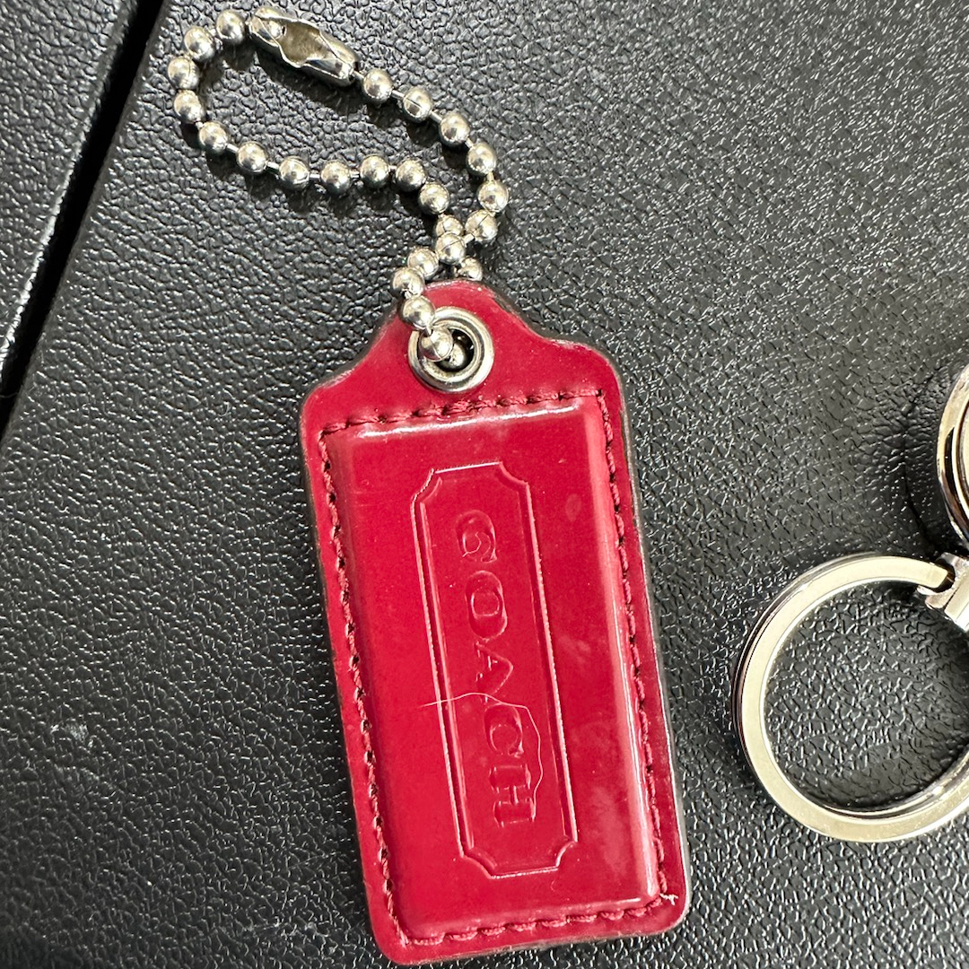 Coach Pink Leather Key Fob