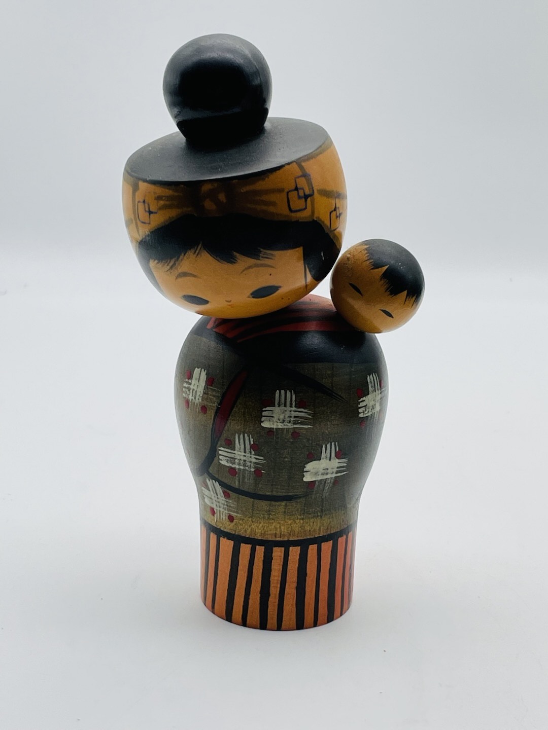JAPANESE KOKESHI MOTHER BABY OSHIN おしん LULLABY WOODEN DOLL HAJIME MIYASHITA