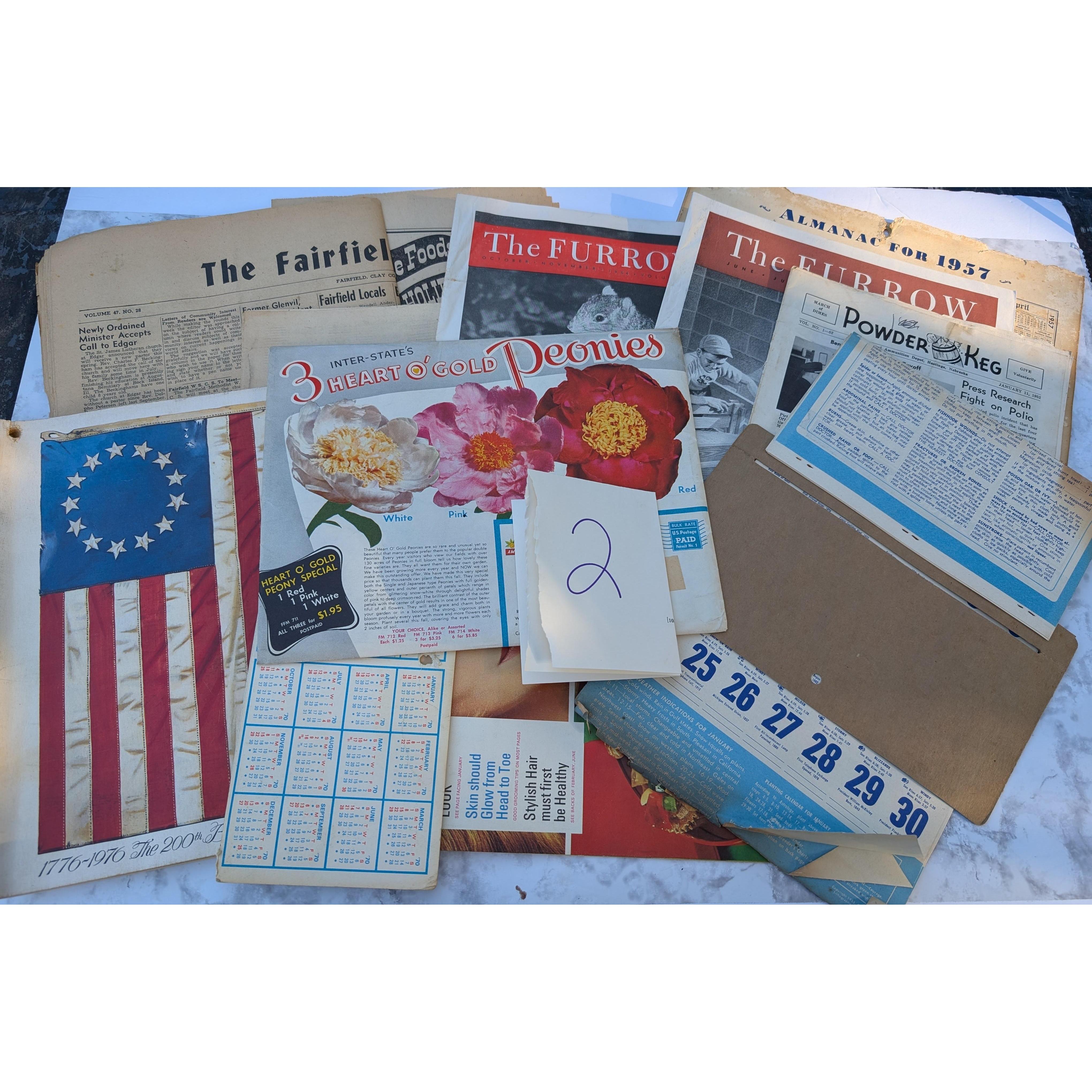 Vintage Ephemera Calendars, Garden Catalog, Newspaper and Phone book #2