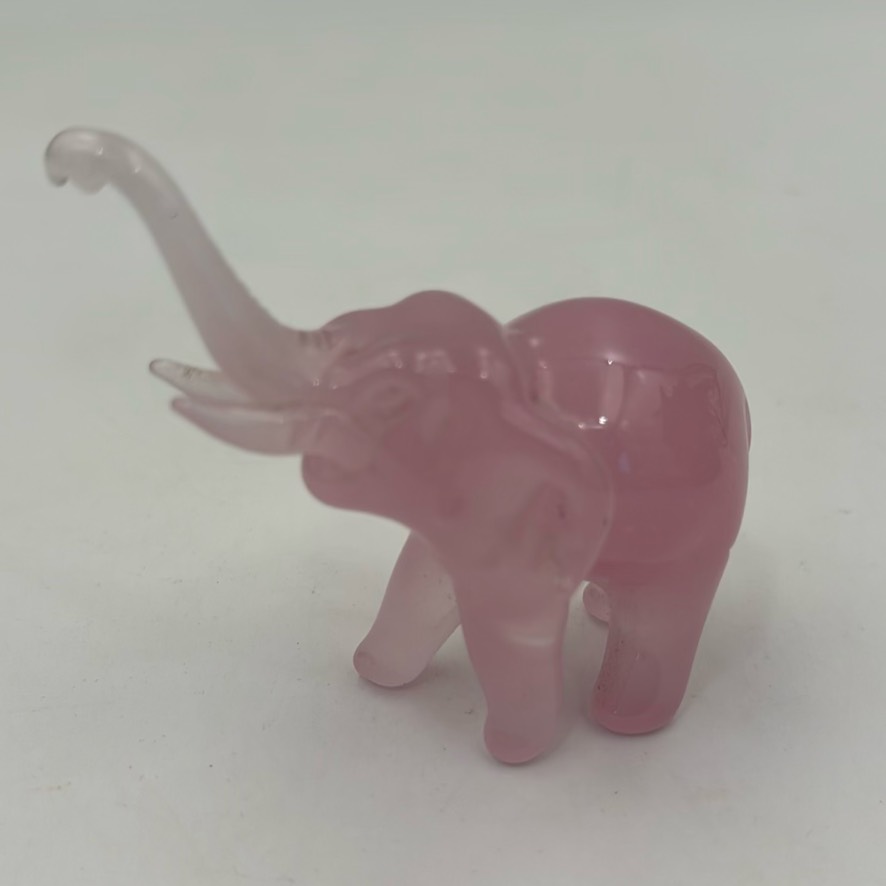 Vintage pink glass elephant figurine