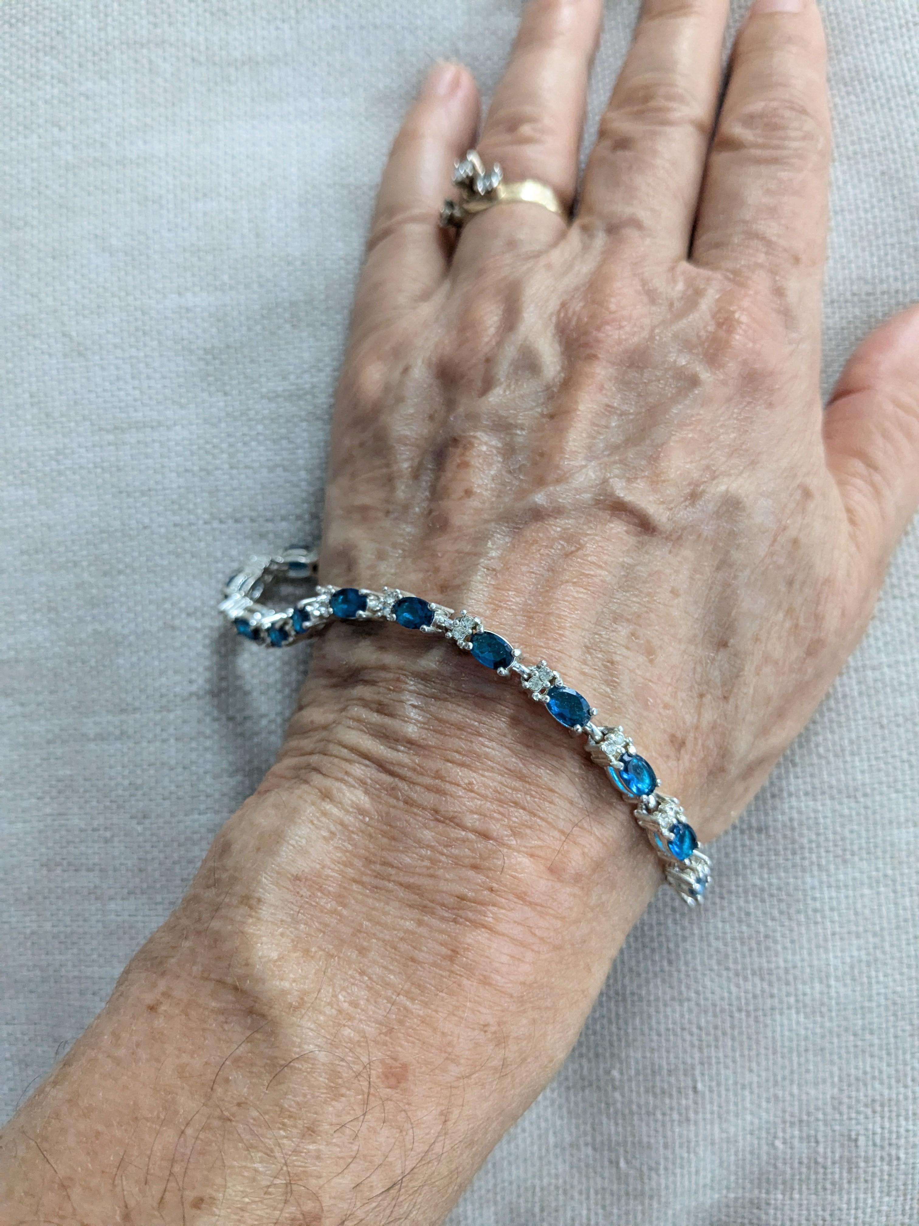 Vintage Avon Turquoise Glass and Rhinestone Tennis Bracelet with Extender